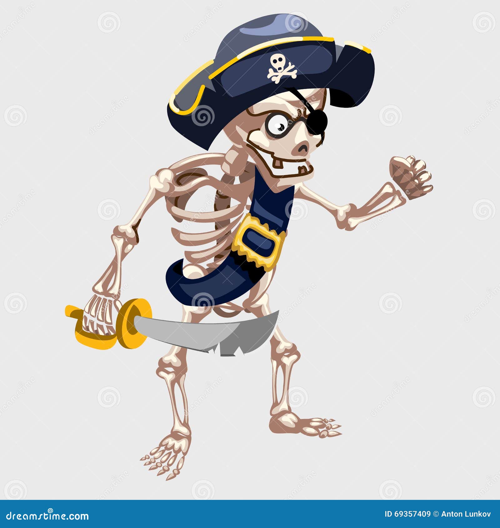 Pirata Di Scheletro Con La Cinghia E La Spada Tagliente Illustrazione ...