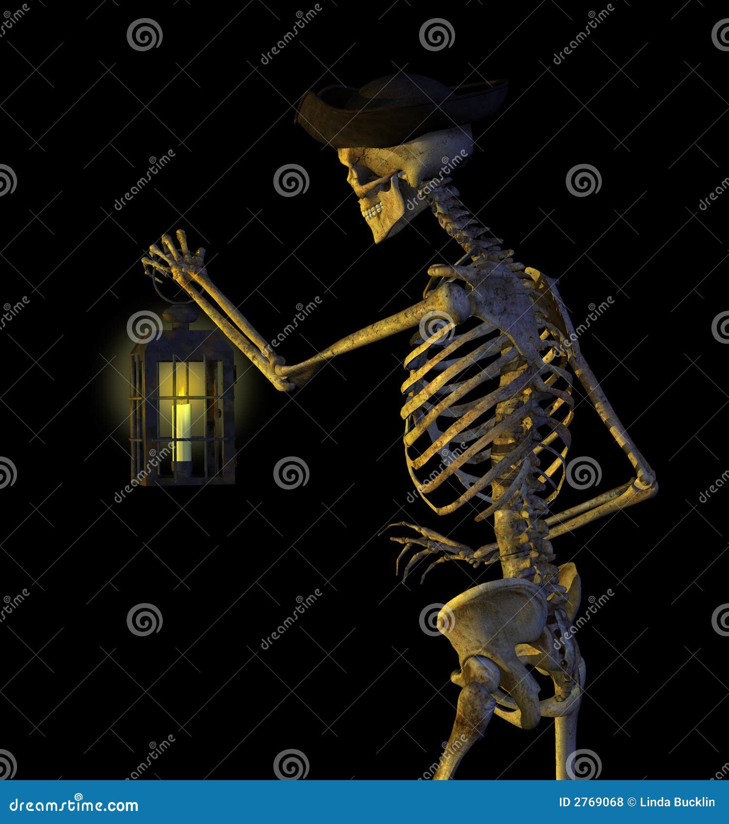 Pirata Di Scheletro Con La Lanterna Illustrazione di Stock ...