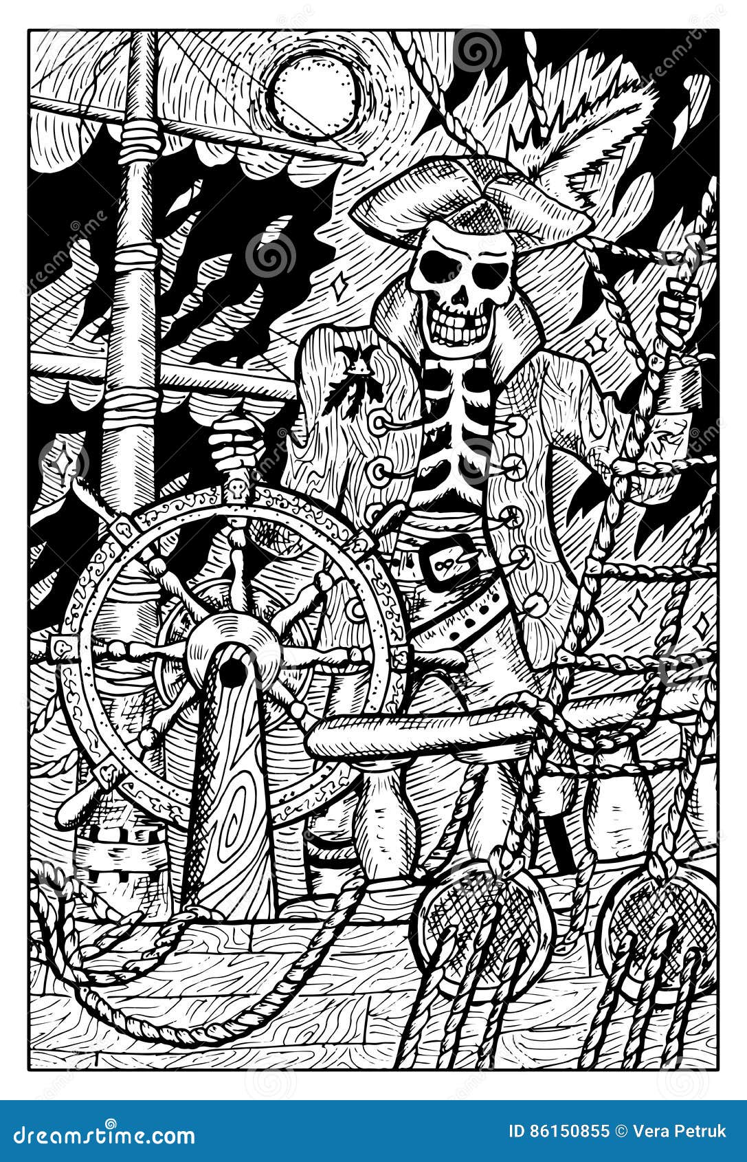 Pirata Di Scheletro Sulla Piattaforma Dell'olandese Volante ...