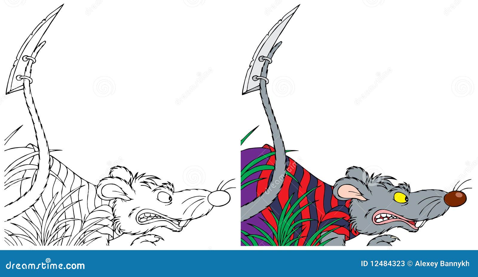 Pirata gris de la rata stock de ilustración. Ilustración de arte - 12484323