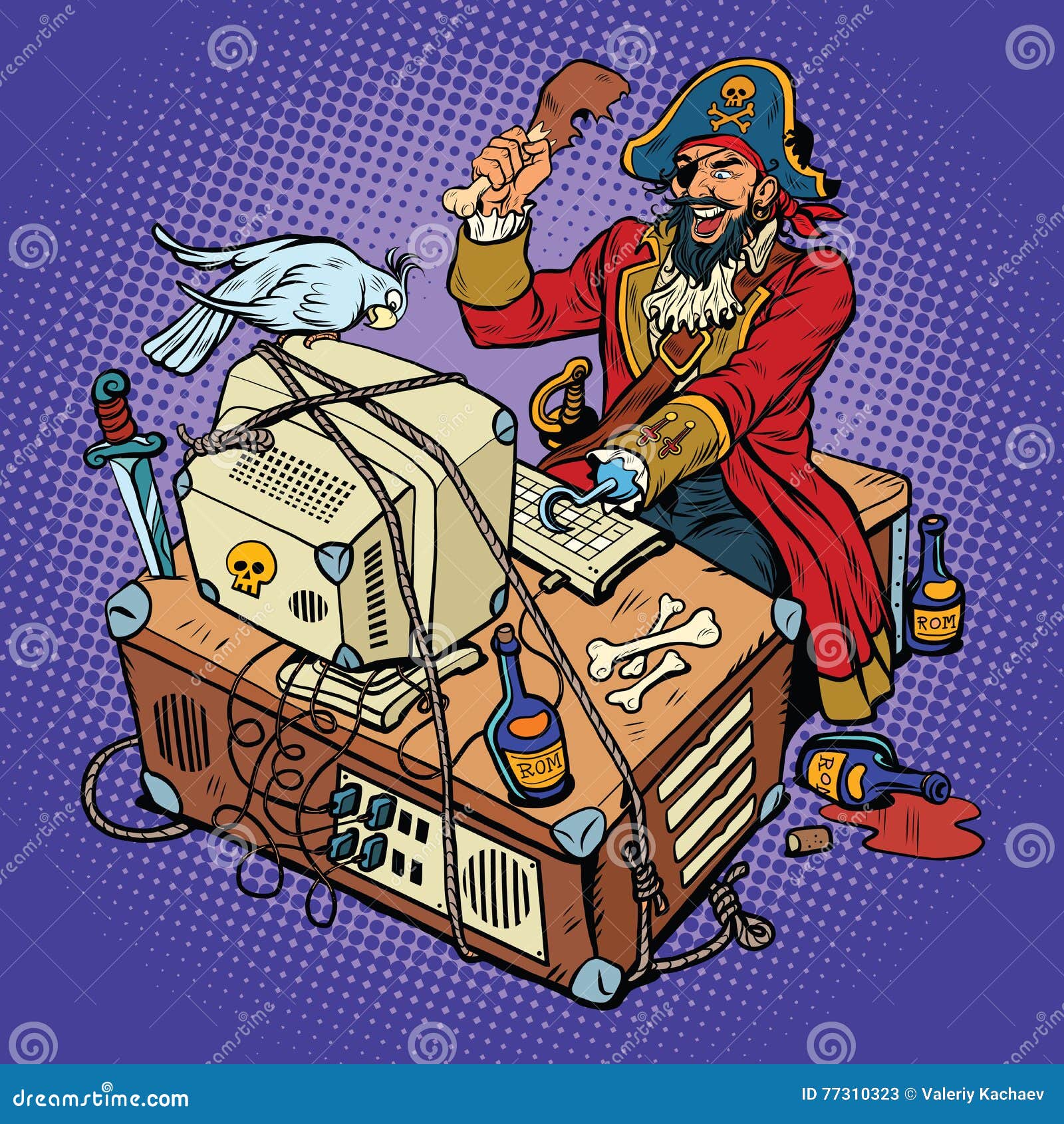 Piratage De Logiciel, Capitaine De Pirate Informatique Illustration de ...