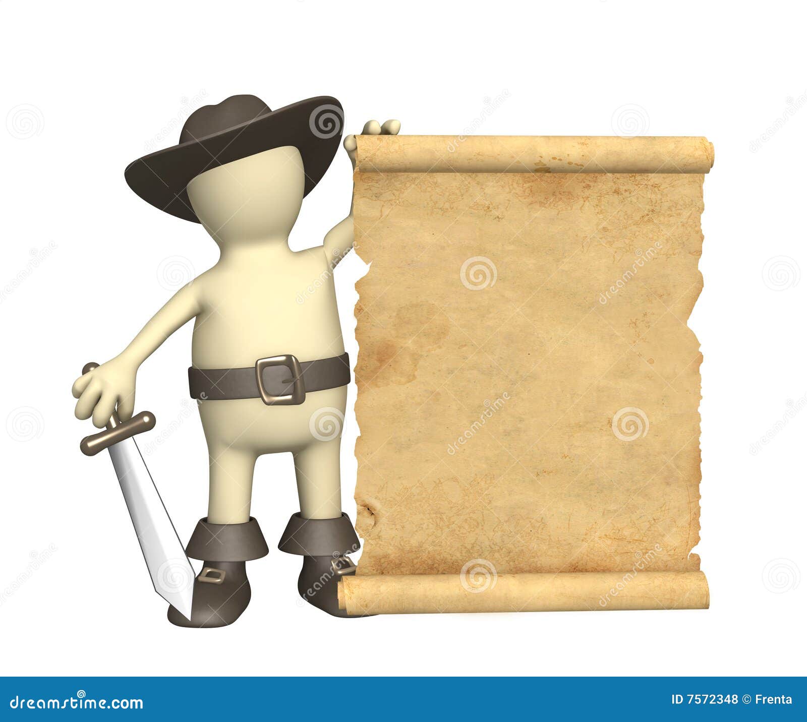 Pirate with Ancient Manuscript Stock Illustration - Illustration of ...