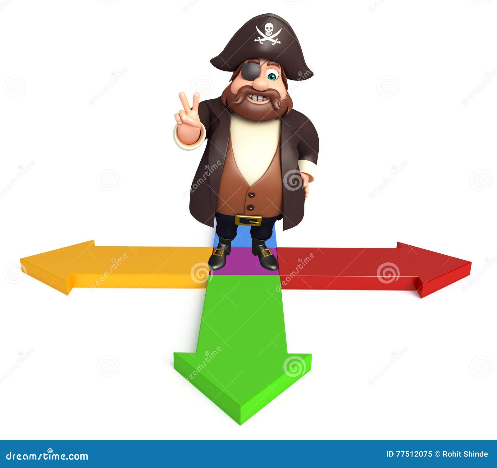 Pirate with Arrow sign stock illustration. Illustration of captain ...