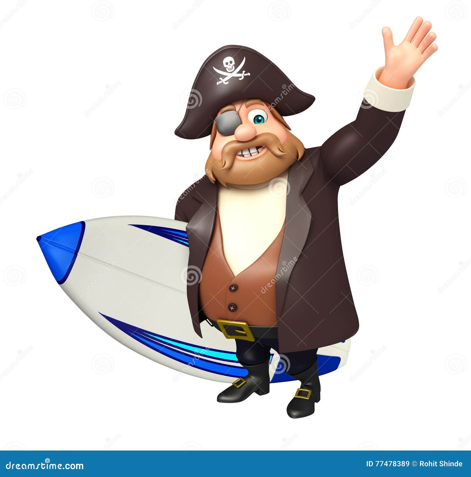 Pirate Avec La Planche De Surf Illustration Stock - Illustration du ...