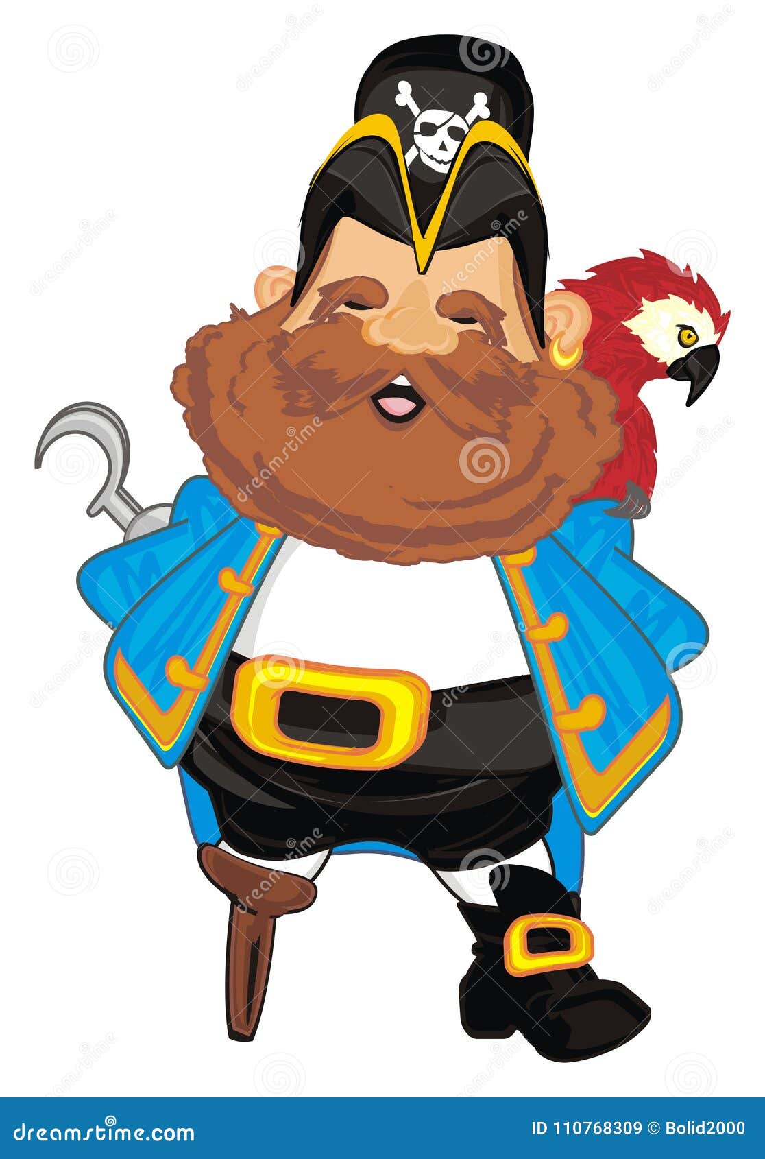 Pirate and bird stock illustration. Illustration of islands - 110768309