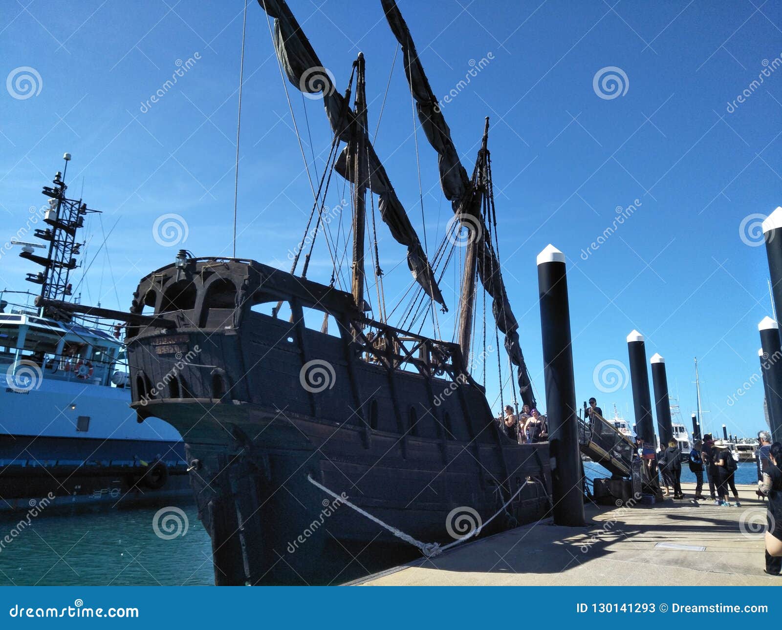 Pirate Boat editorial stock photo. Image of hand, tourists - 130141293