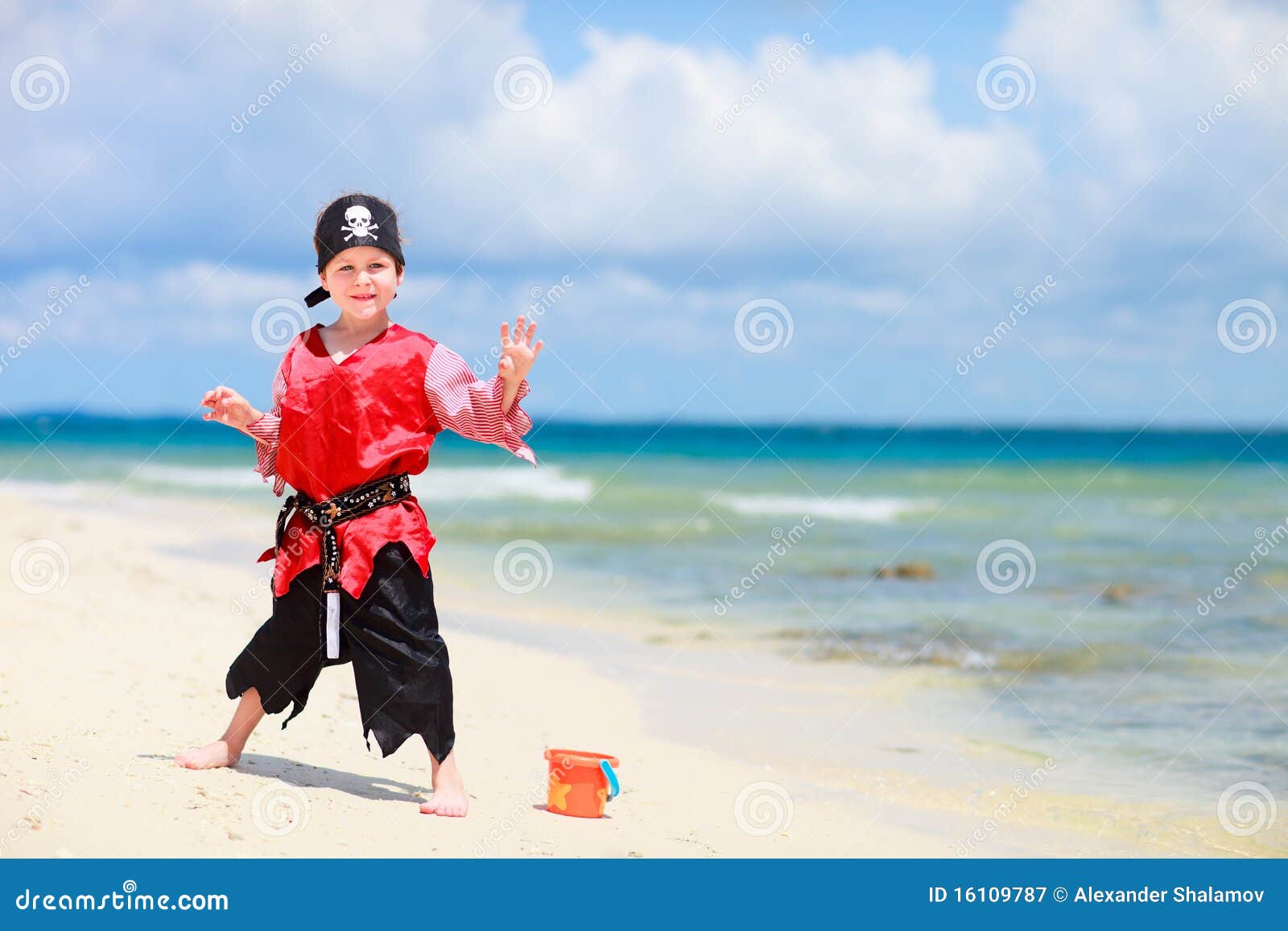 Pirate Boy on Tropical Beach Stock Image - Image of hook, coast: 16109787