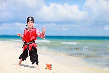 Pirate Boy on Tropical Beach Stock Image - Image of hook, coast: 16109787