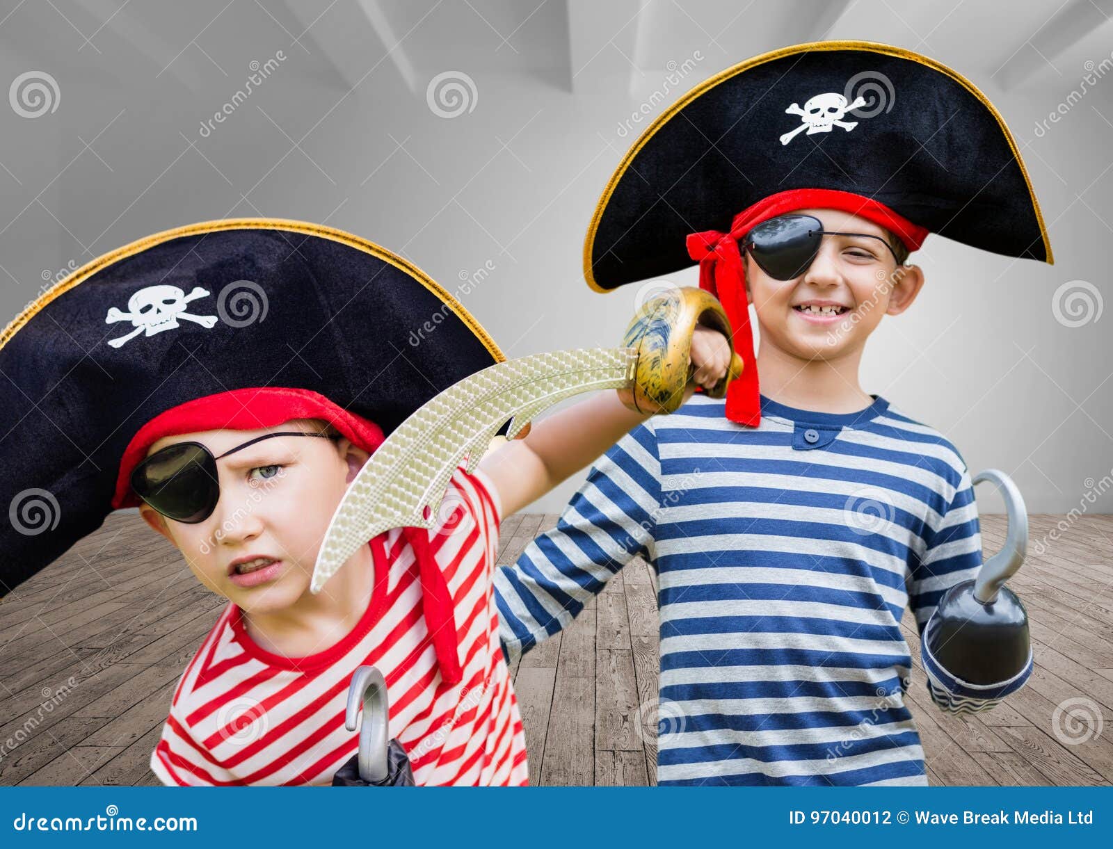 Pirate boys in room stock photo. Image of length, bandana - 97040012