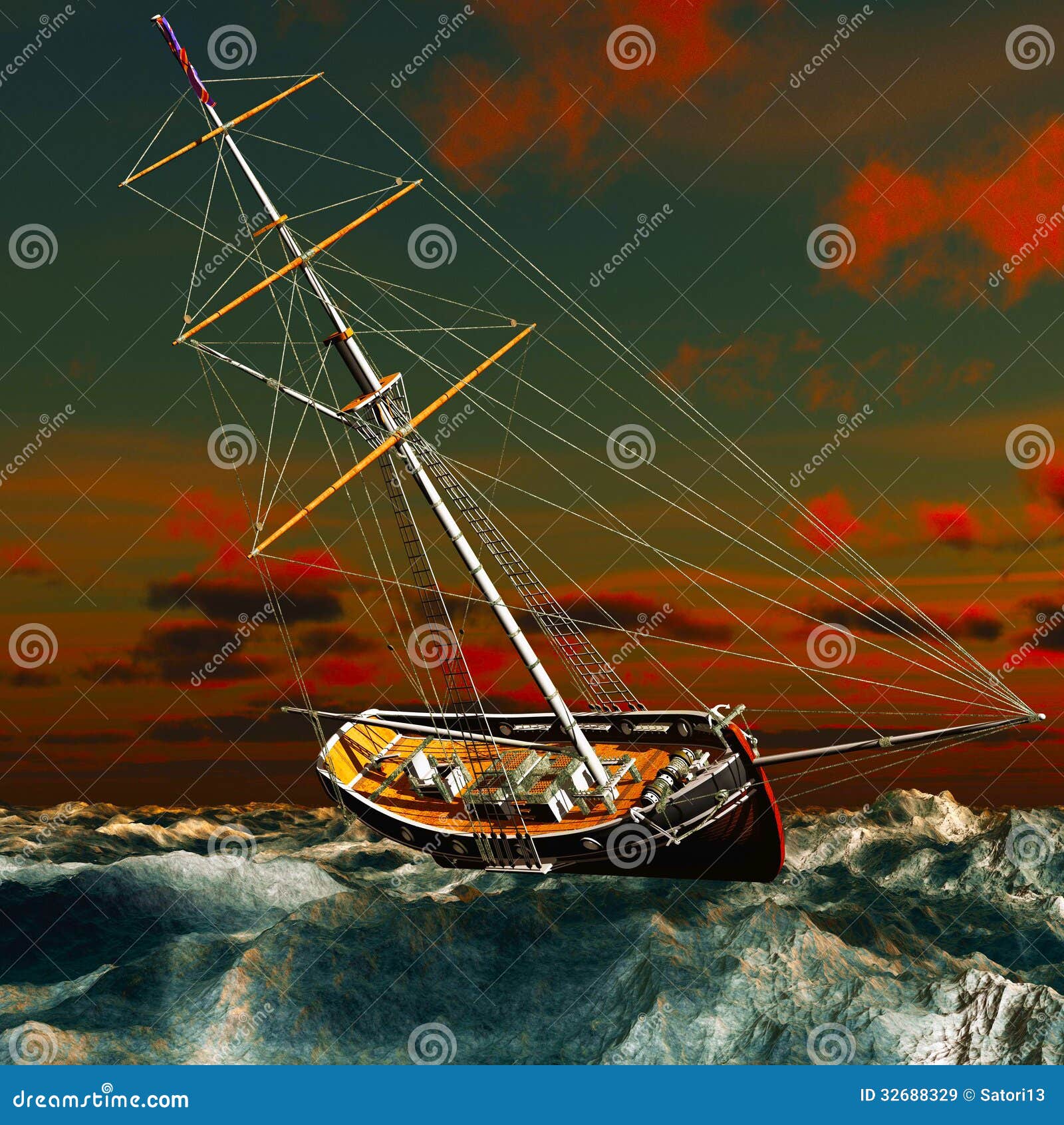 Pirate brigantine stock image. Image of pirate, open - 32688329