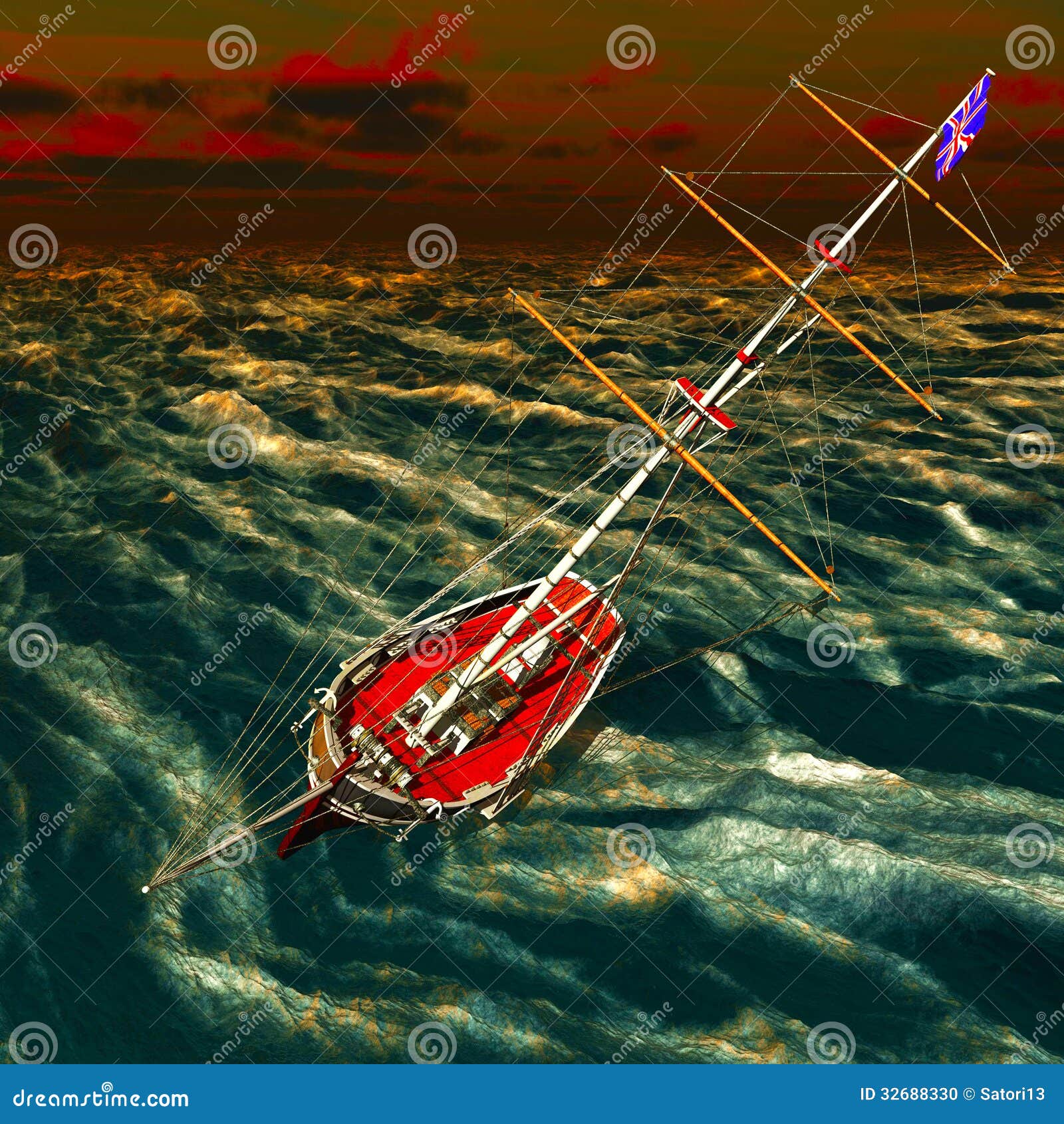 Pirate brigantine stock photo. Image of dusk, cumulous - 32688330
