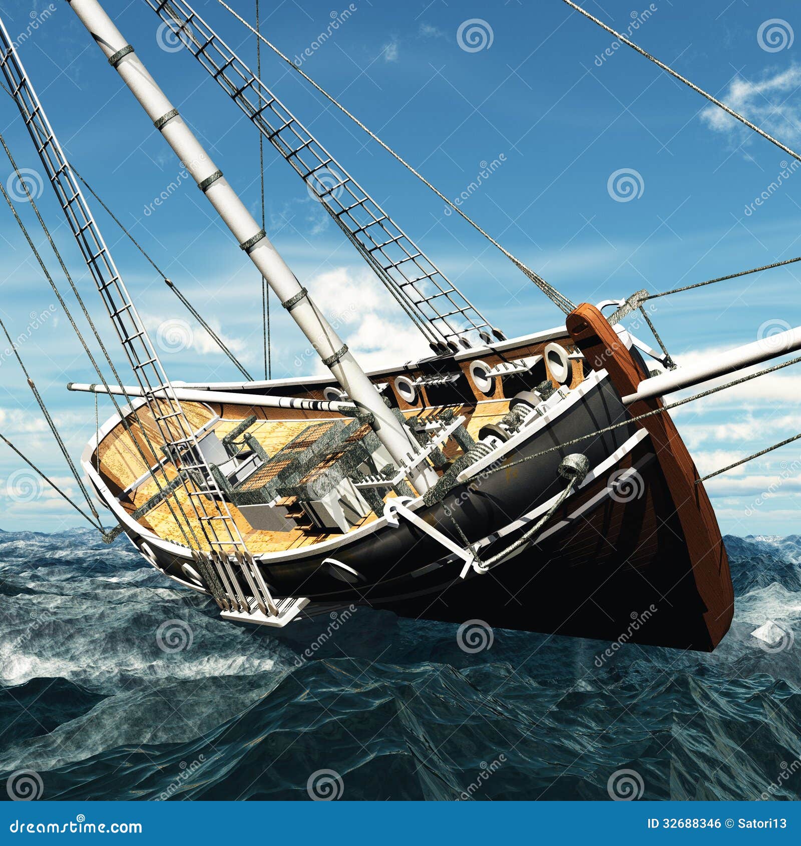 Pirate brigantine stock photo. Image of cumulus, outside - 32688346