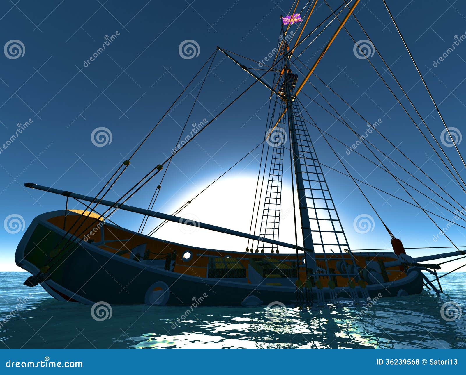 Pirate brigantine stock illustration. Illustration of outdoor - 36239568