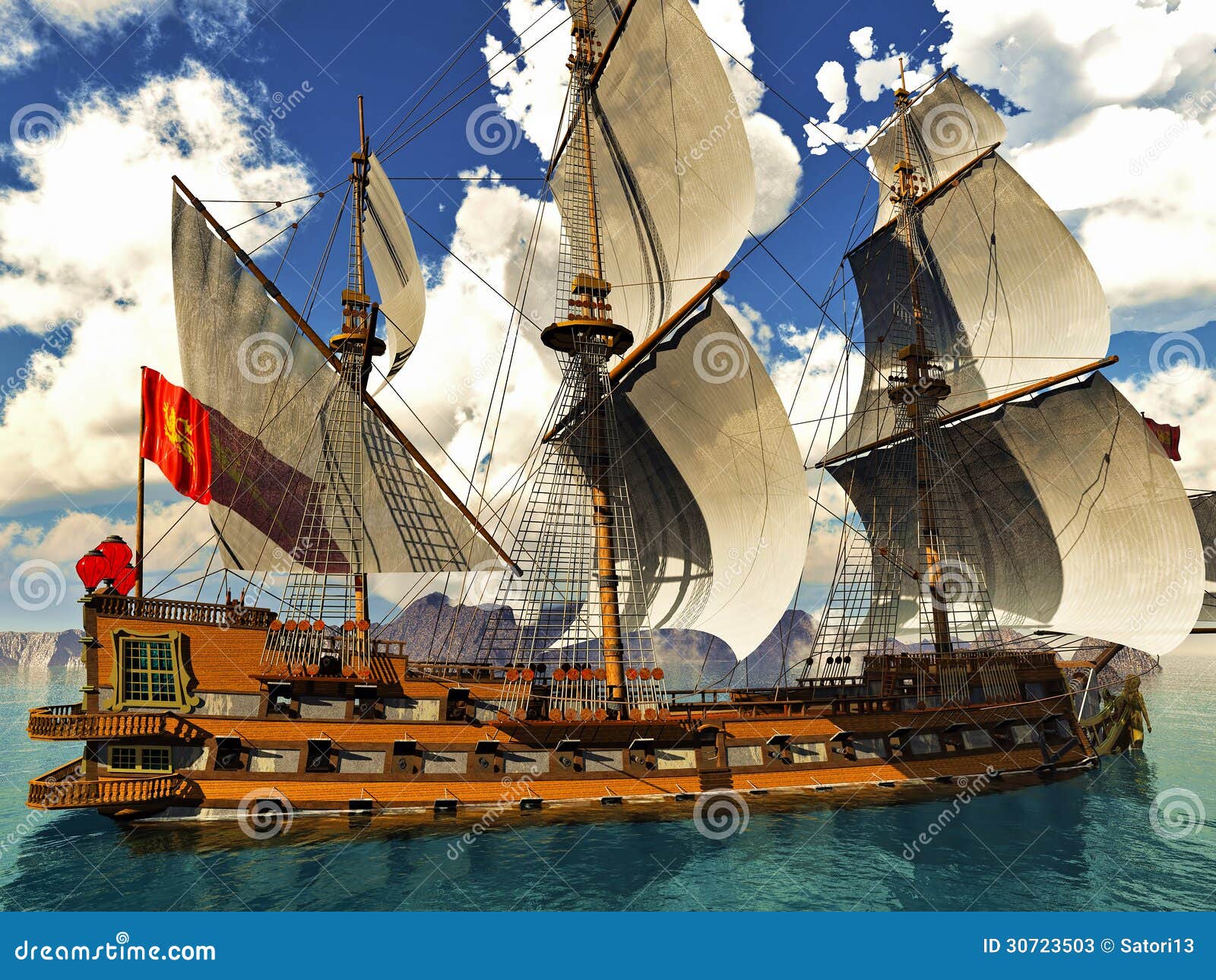Pirate Brigantine Stock Photos - Image: 30723503