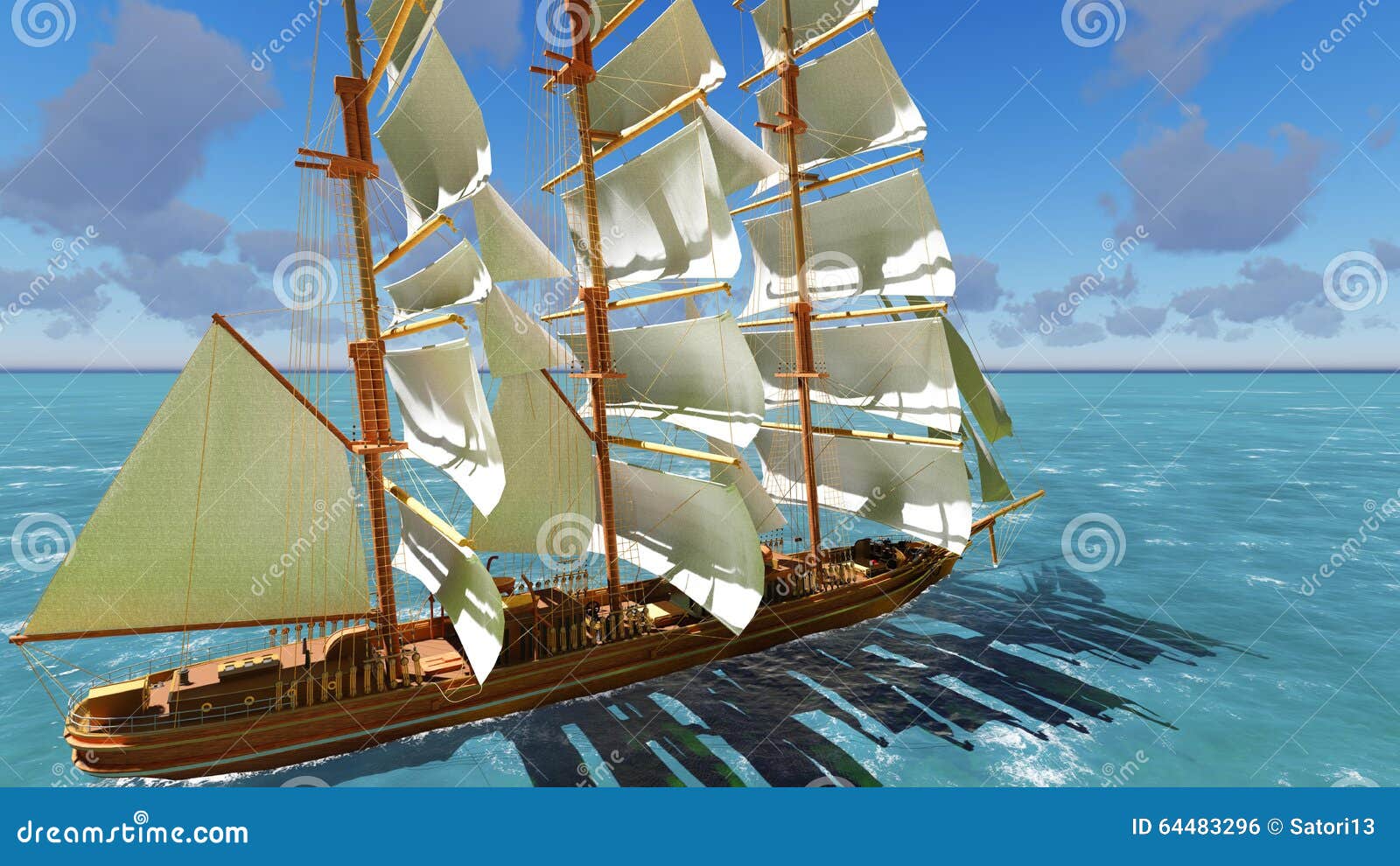 Pirate brigantine at sea stock photo. Image of cruise - 64483296