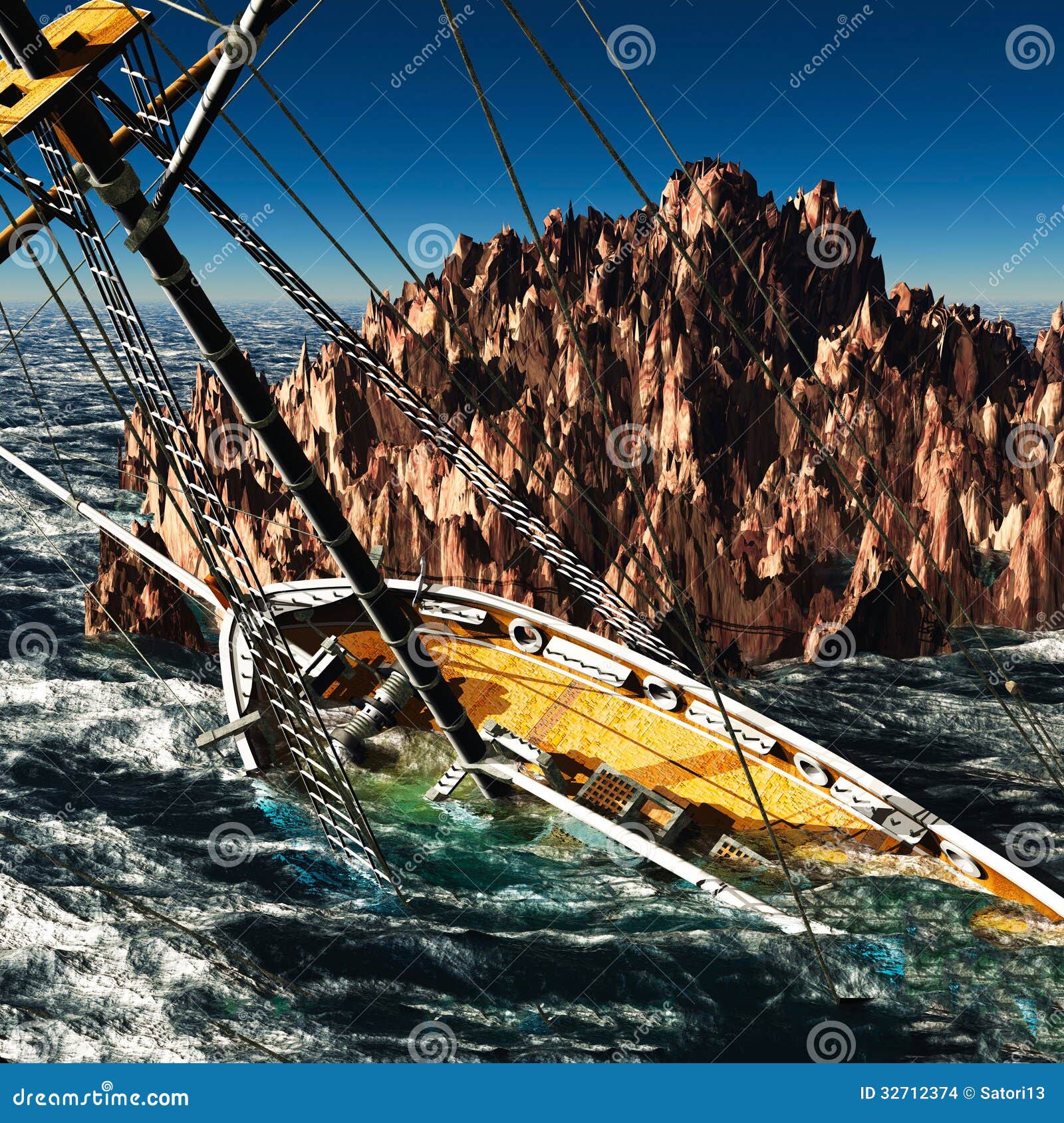 Pirate brigantine stock photo. Image of foresail, outside - 32712374