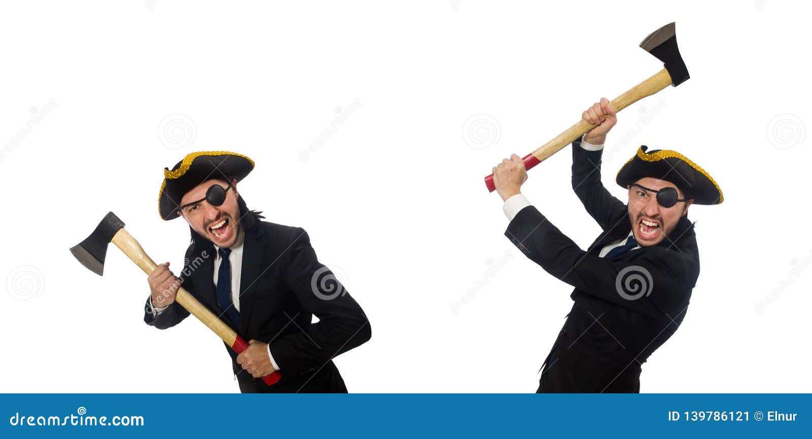 The Pirate Businessman with Axe Isolated on White Stock Image - Image ...