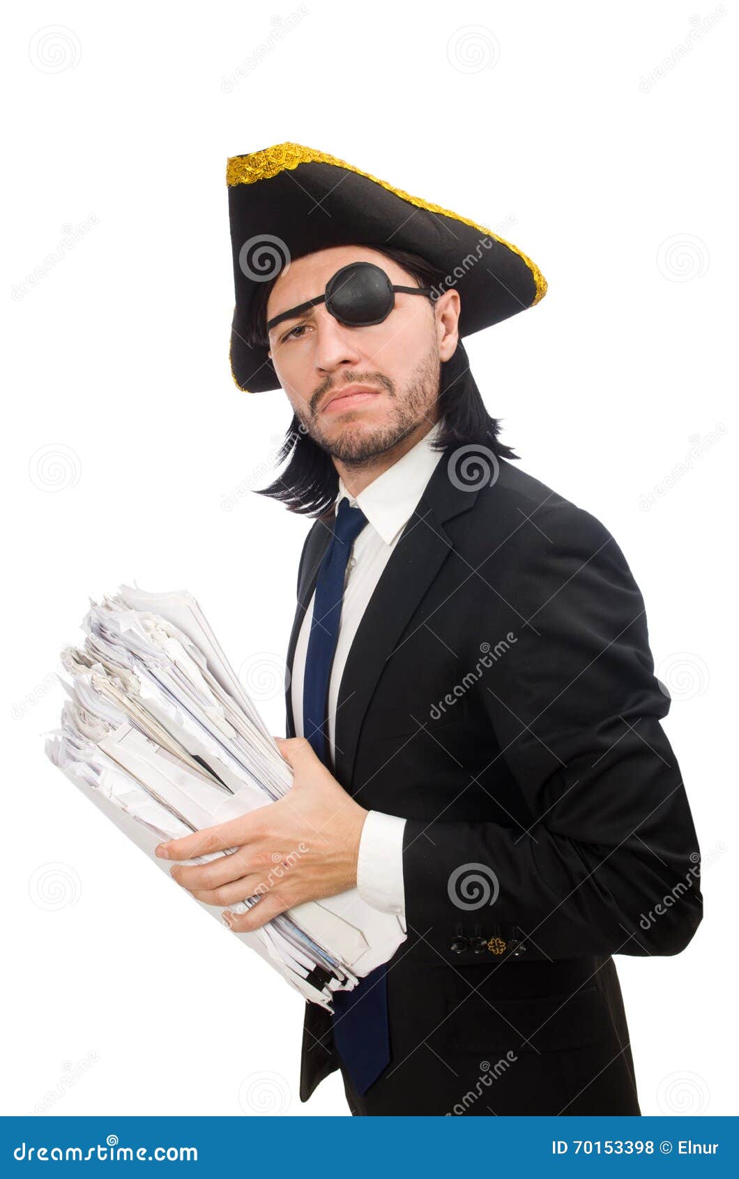 Pirate Businessman Holding Hammer Isolated on White Stock Photo - Image ...