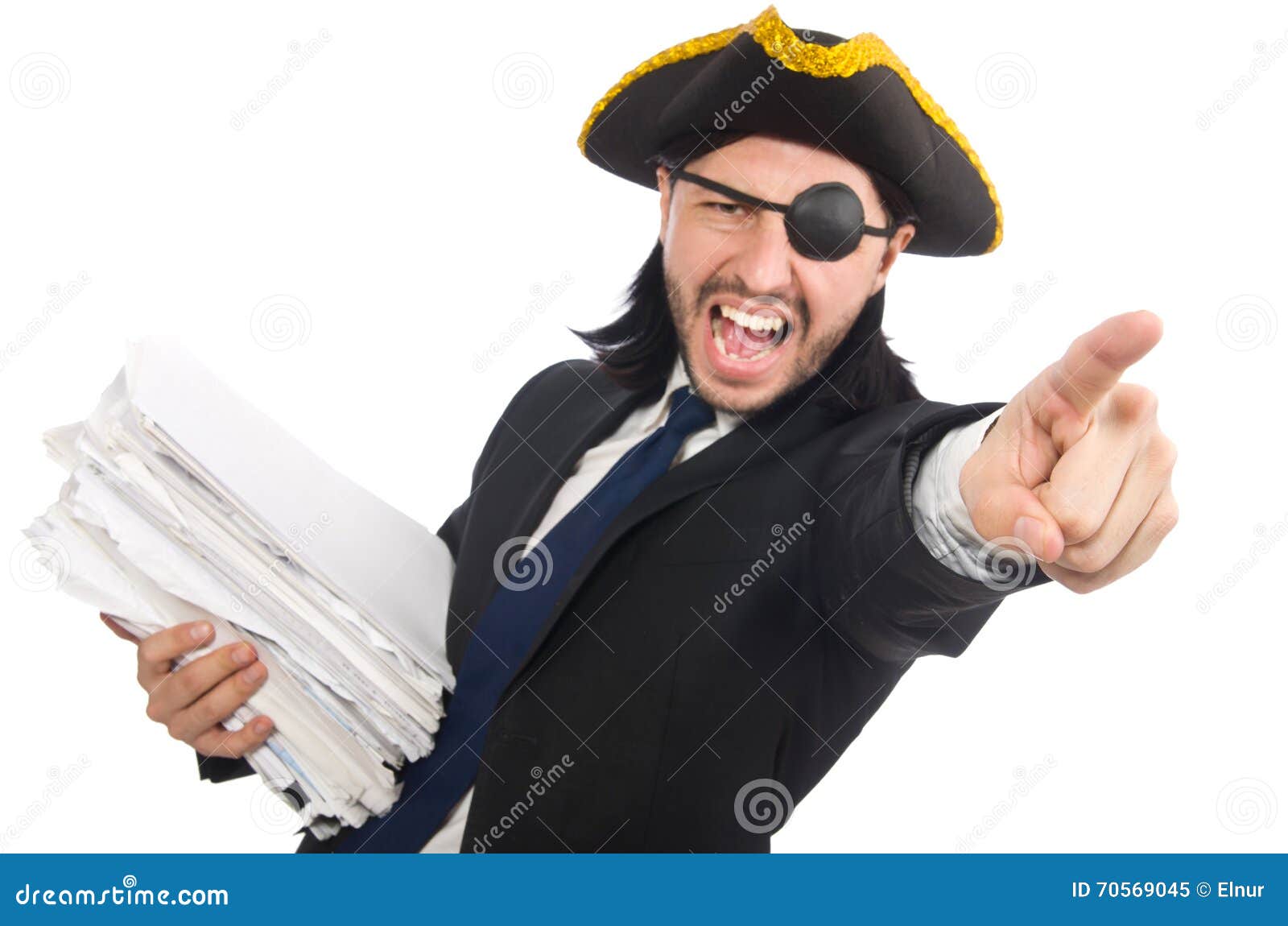 The Pirate Businessman Holding Hammer Isolated on White Stock Image ...