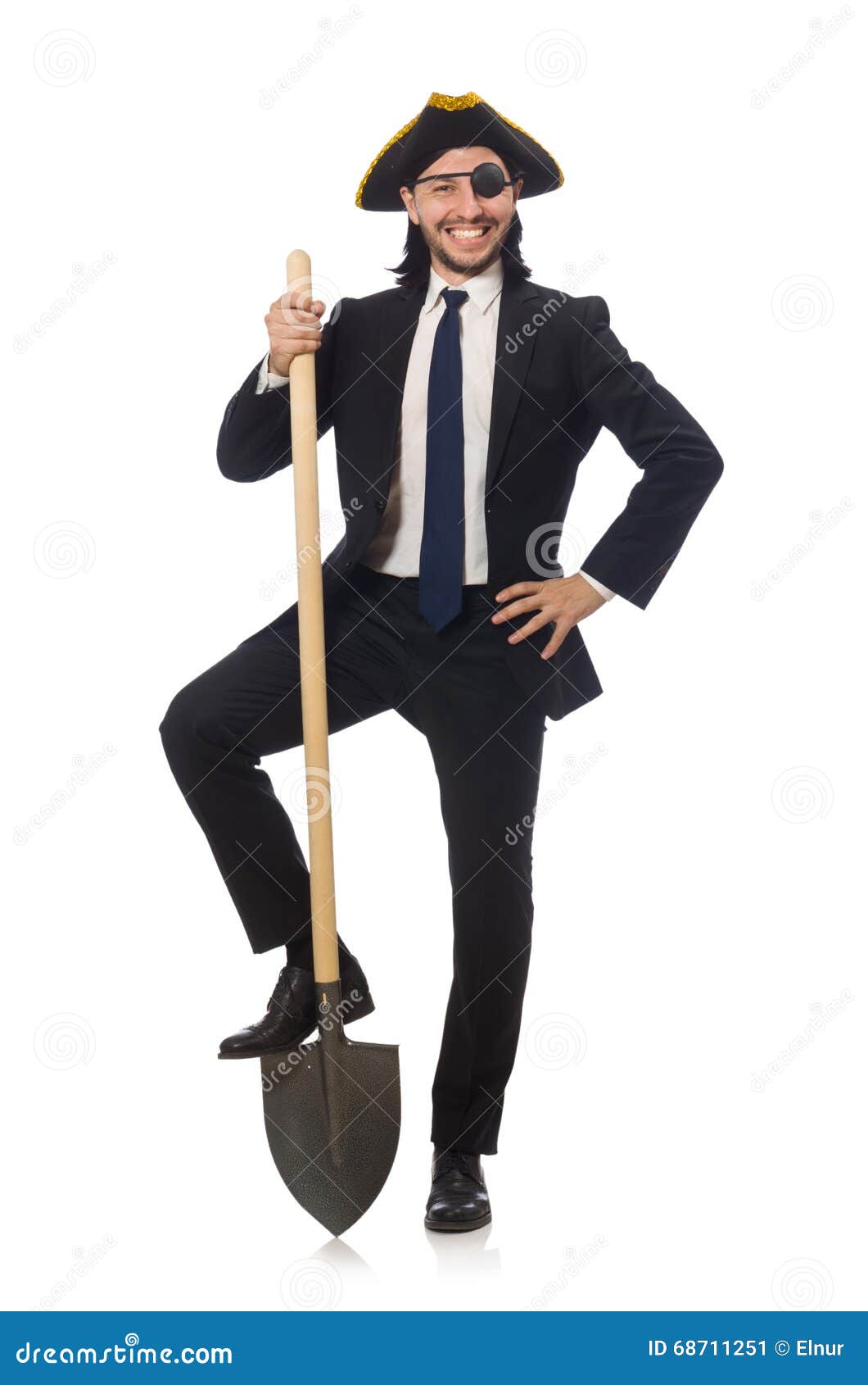 The Pirate Businessman Holding Spade Isolated on White Stock Image ...