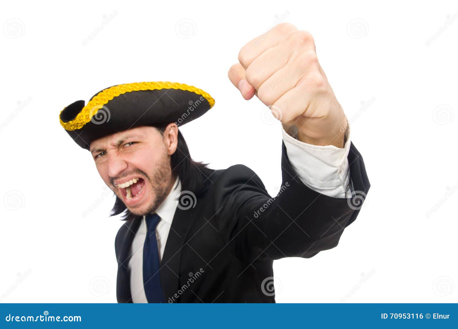 Pirate Businessman Shouting Isolated on White Stock Photo - Image of ...