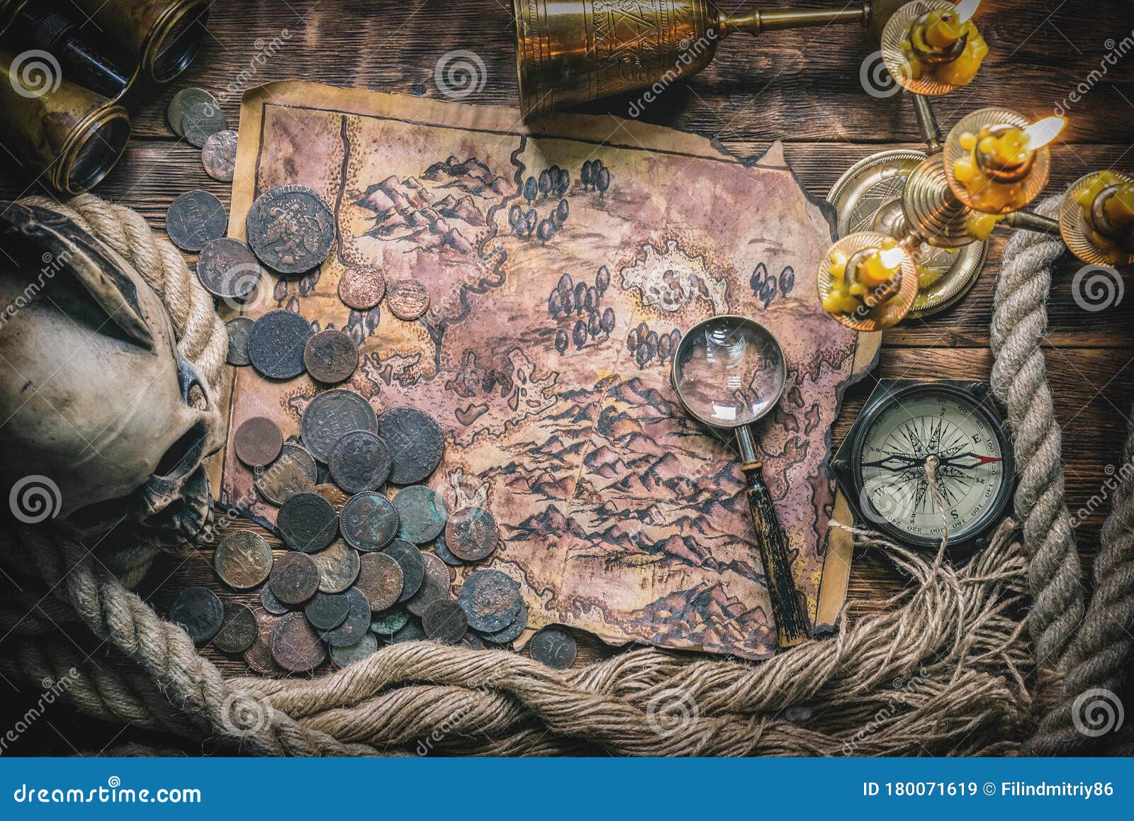 Treasure map stock image. Image of ancient, magnifying - 180071619
