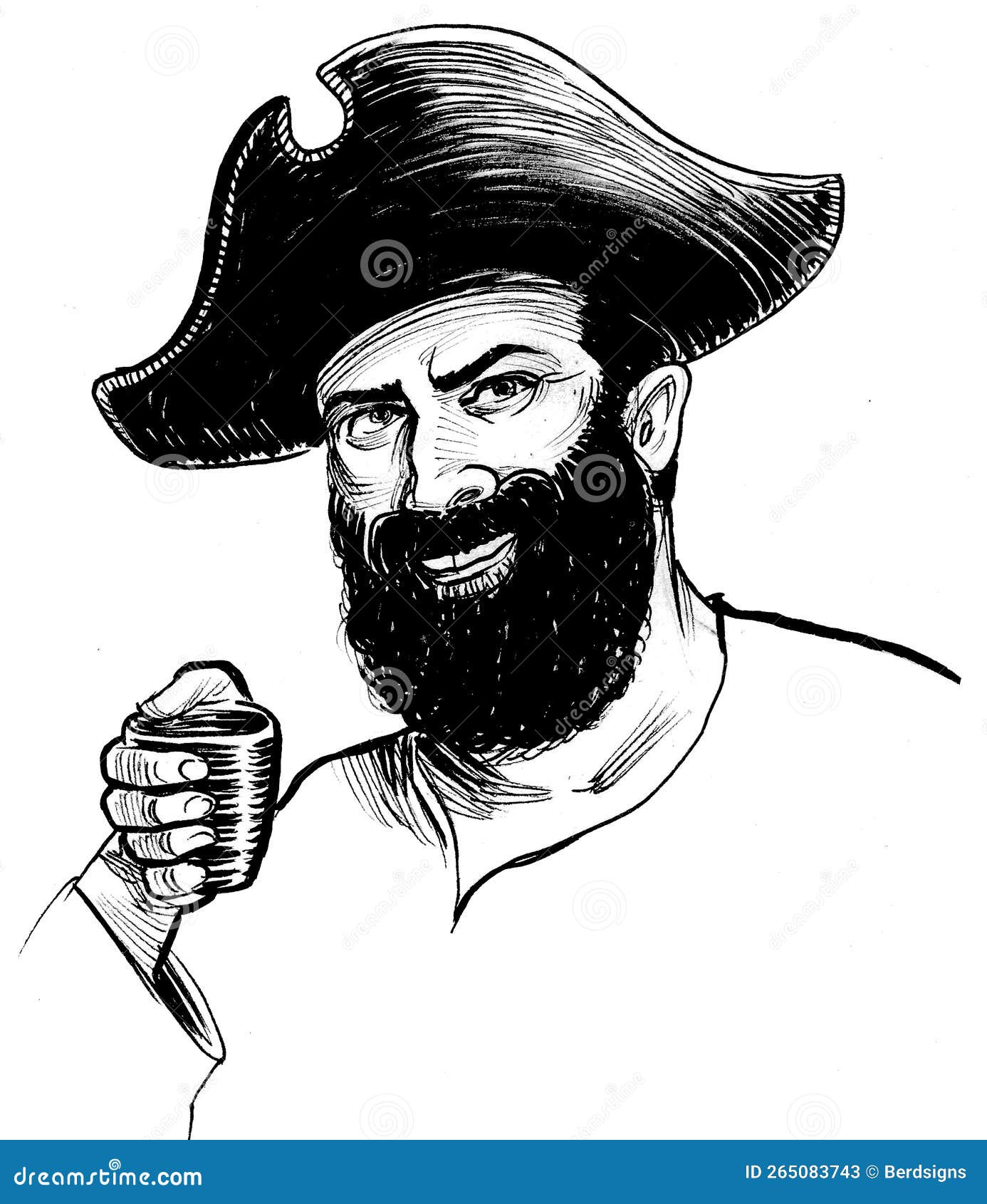 Drinking Pirate Cartoon Vector | CartoonDealer.com #7399129
