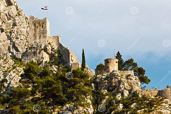 Pirate Castle on the Rock in Omis Stock Photo - Image of castle ...
