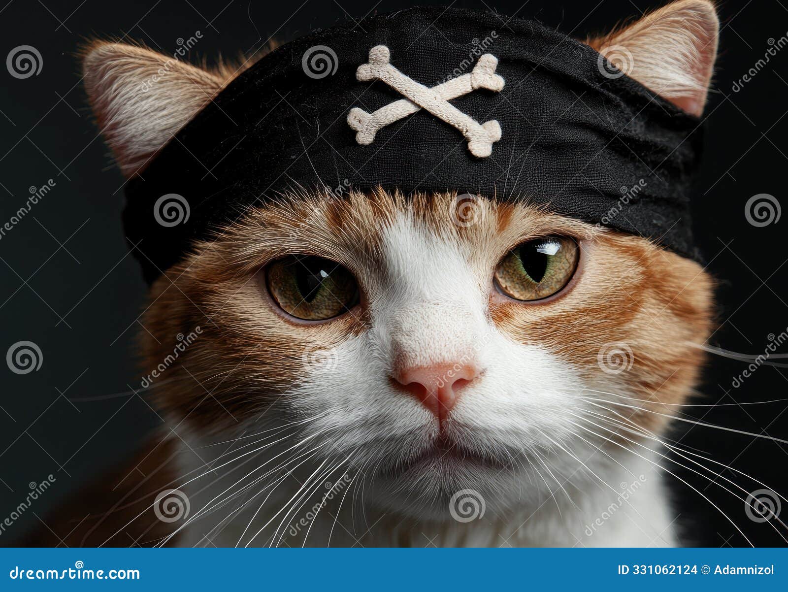 Pirate Cat with Eye Patch and Crossbones Hat Stock Illustration ...