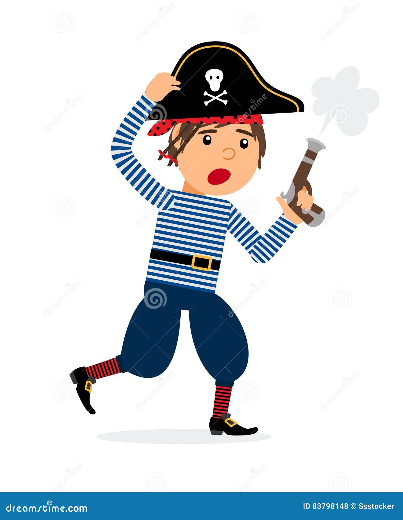 Pirate Character Running with Pistol Stock Vector - Illustration of ...