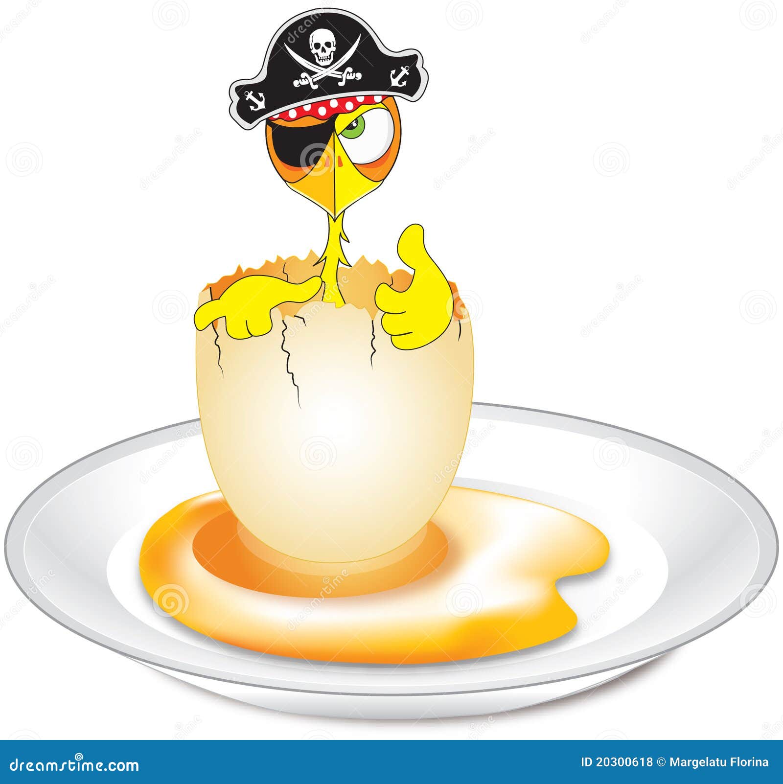 Pirate chicken on plate stock vector. Illustration of amusement - 20300618
