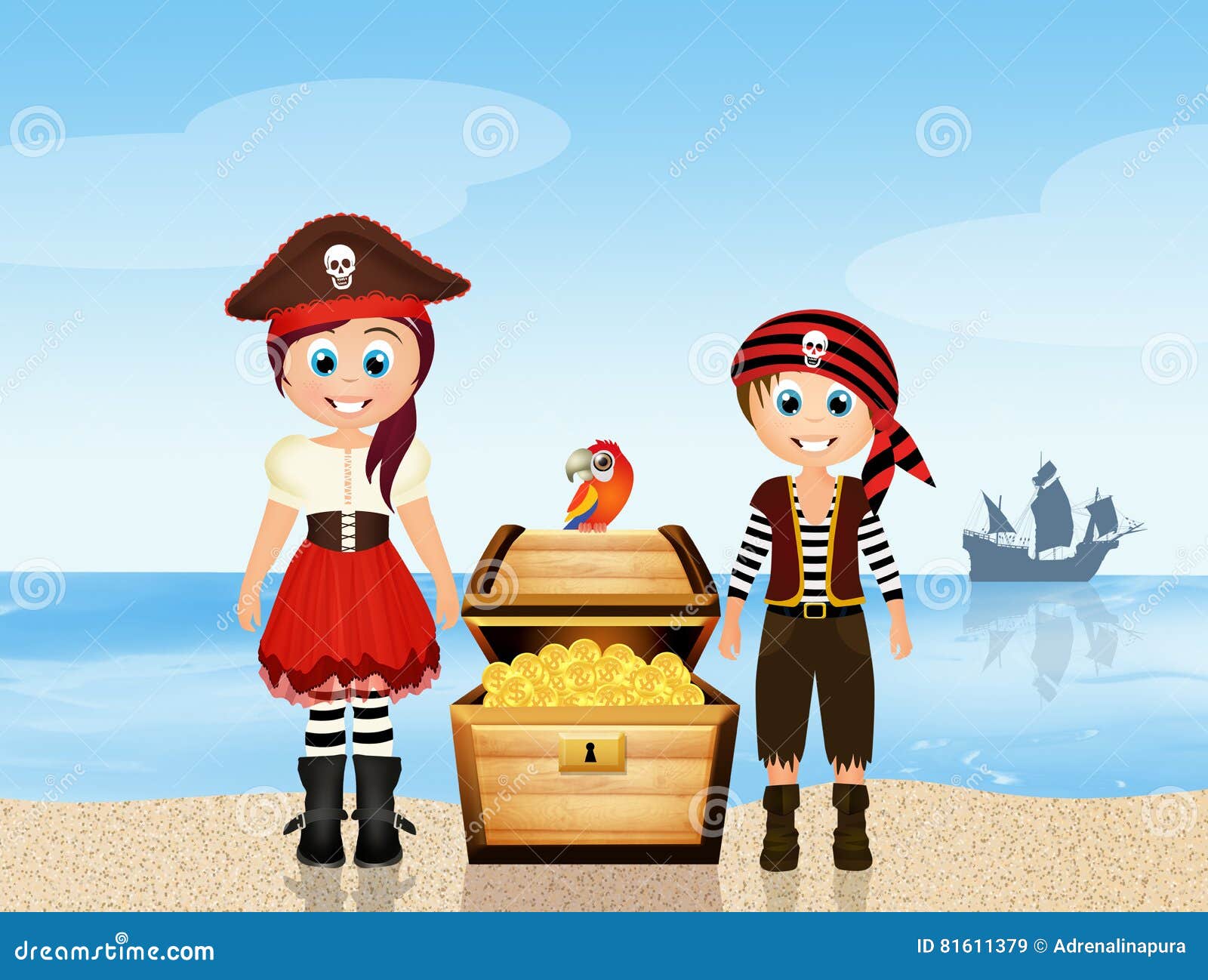 Pirate Children, Boys And Girls. Kids Pirate Captain And Sailor ...