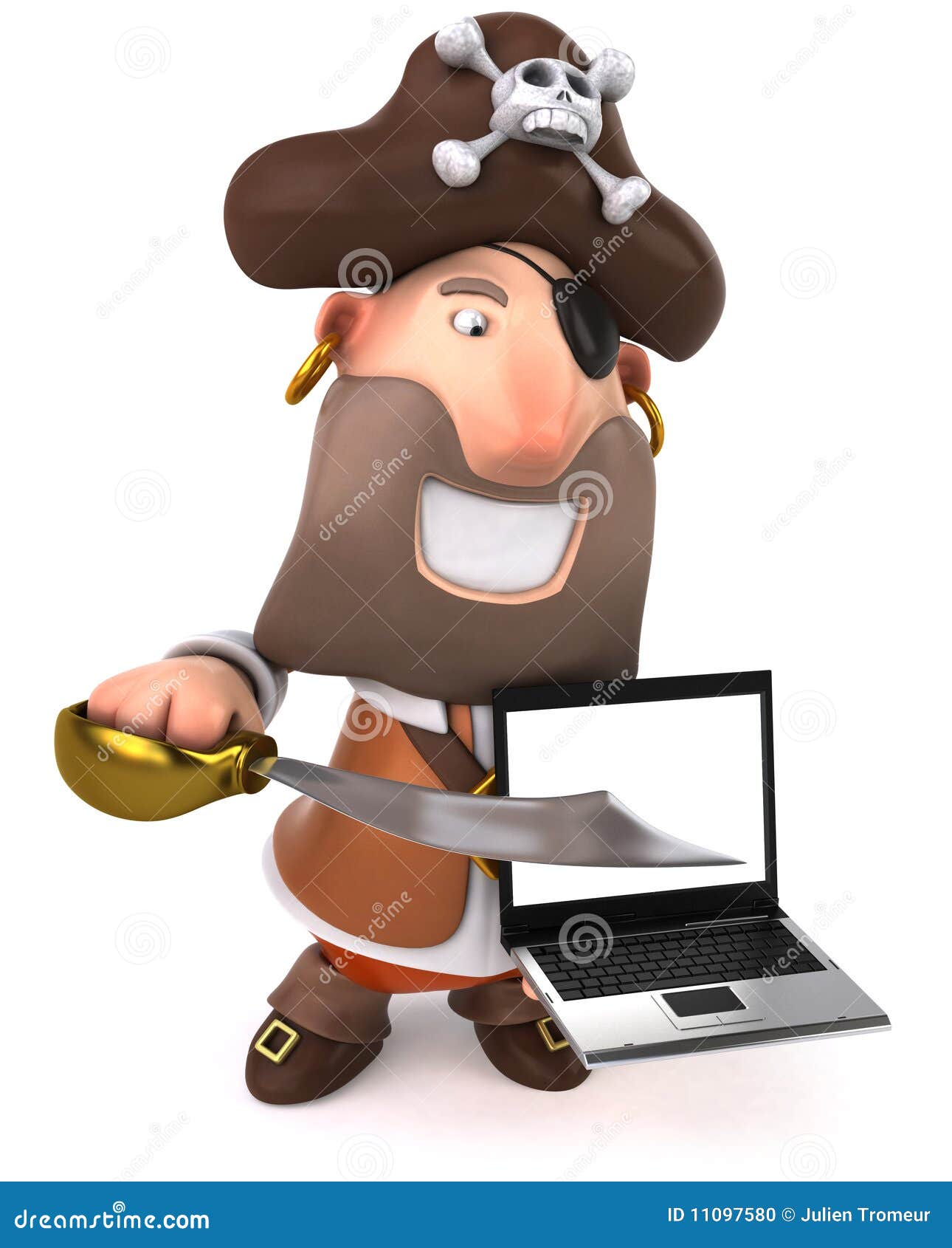 Pirate and computer stock illustration. Illustration of cutlass - 11097580