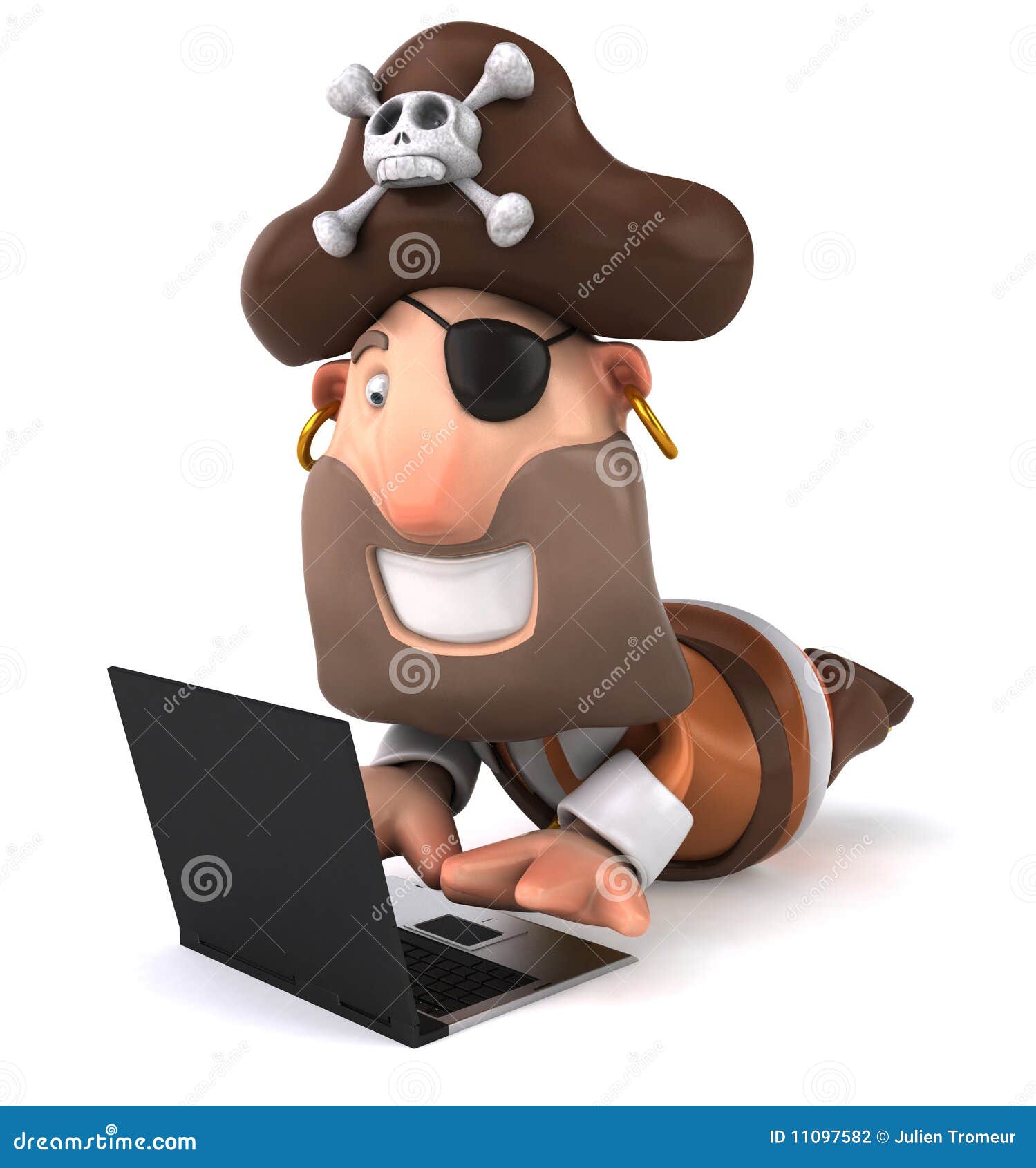 Pirate and computer stock illustration. Illustration of fight - 11097582