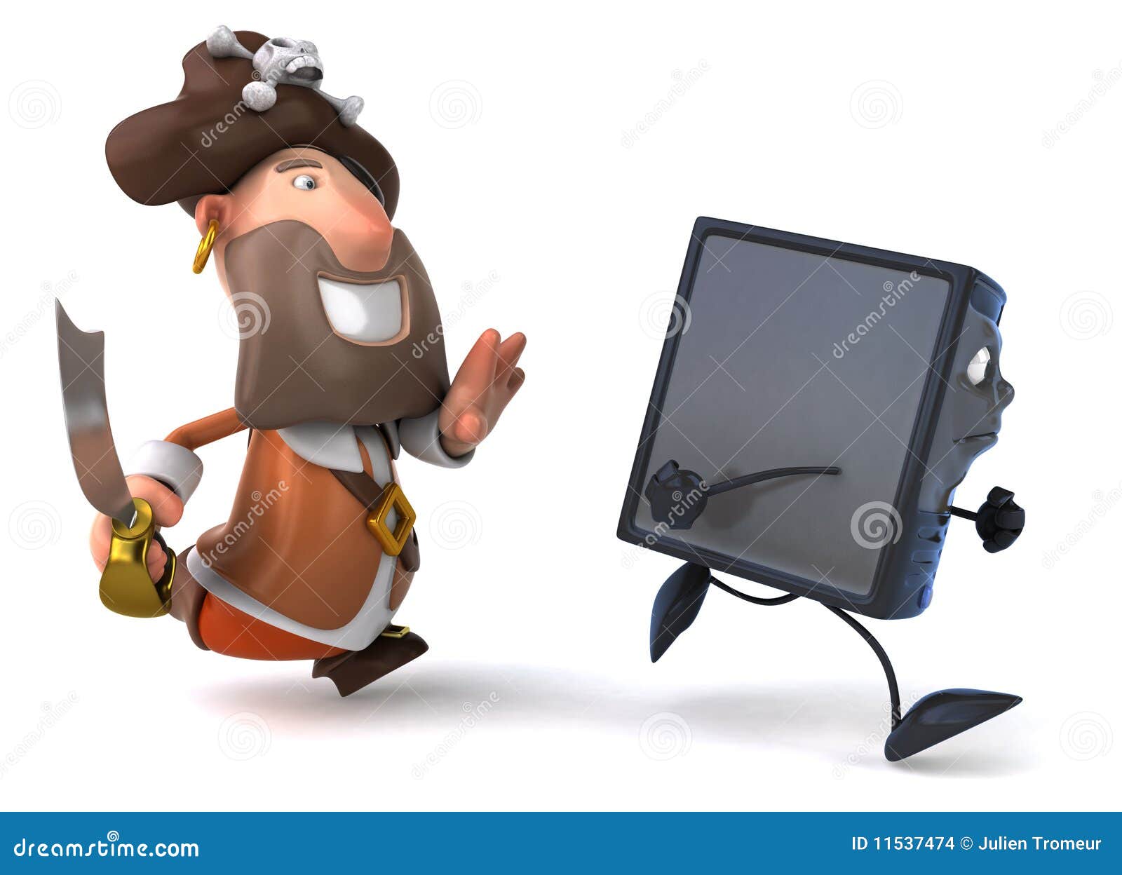 Pirate and computer stock illustration. Illustration of fight - 11537474