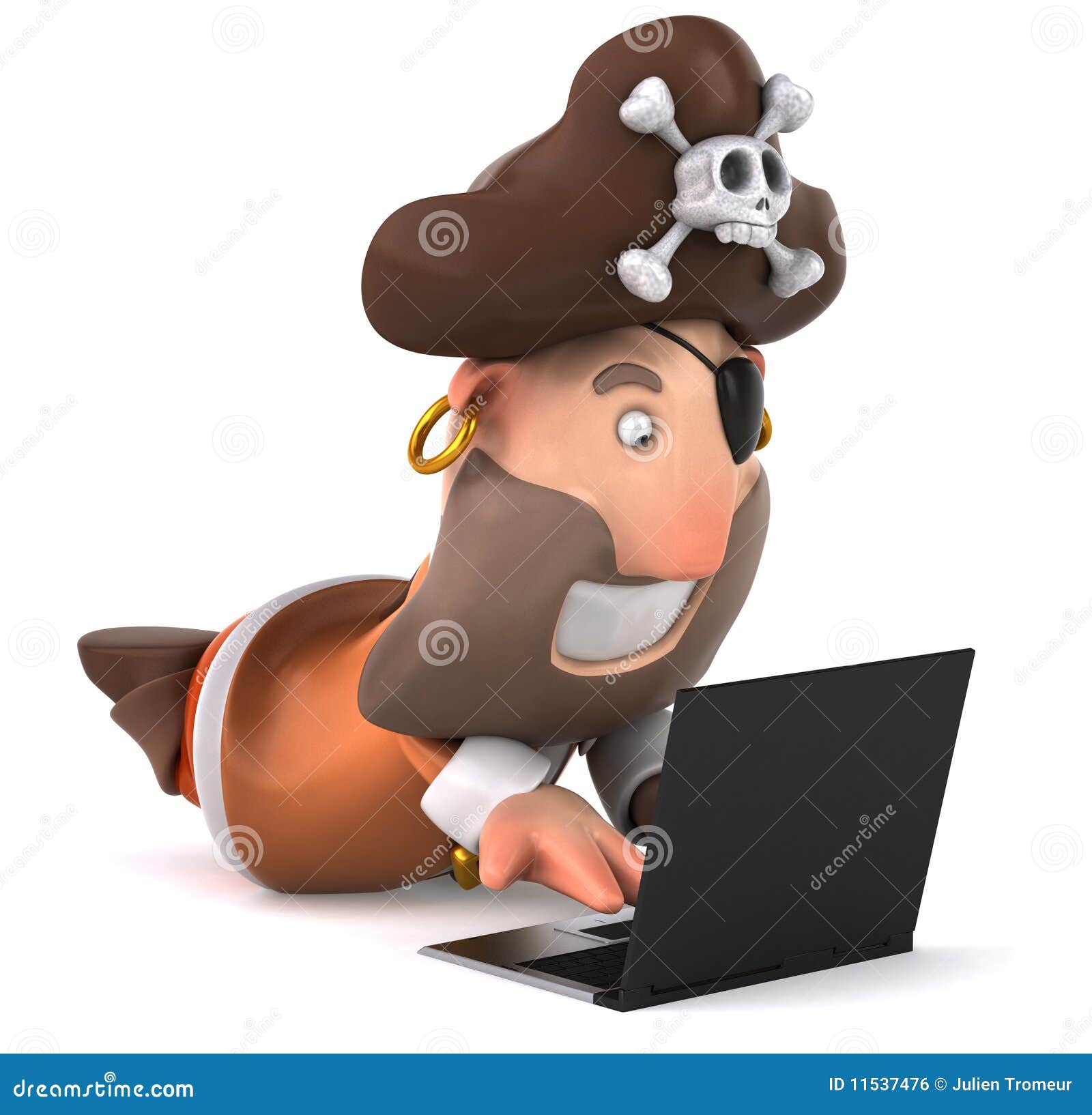 Pirate and computer stock illustration. Illustration of internet - 11537476