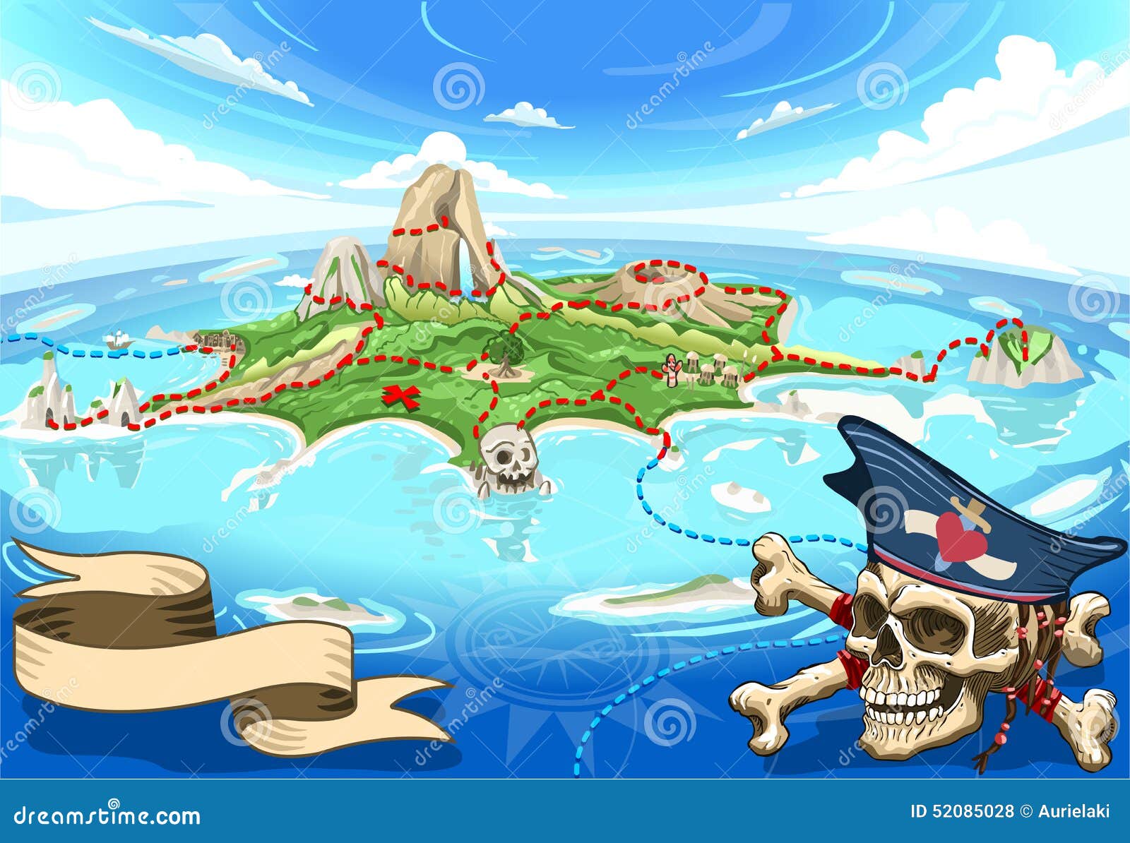 Pirate Cove Island - Treasure Map Stock Vector - Illustration of ...