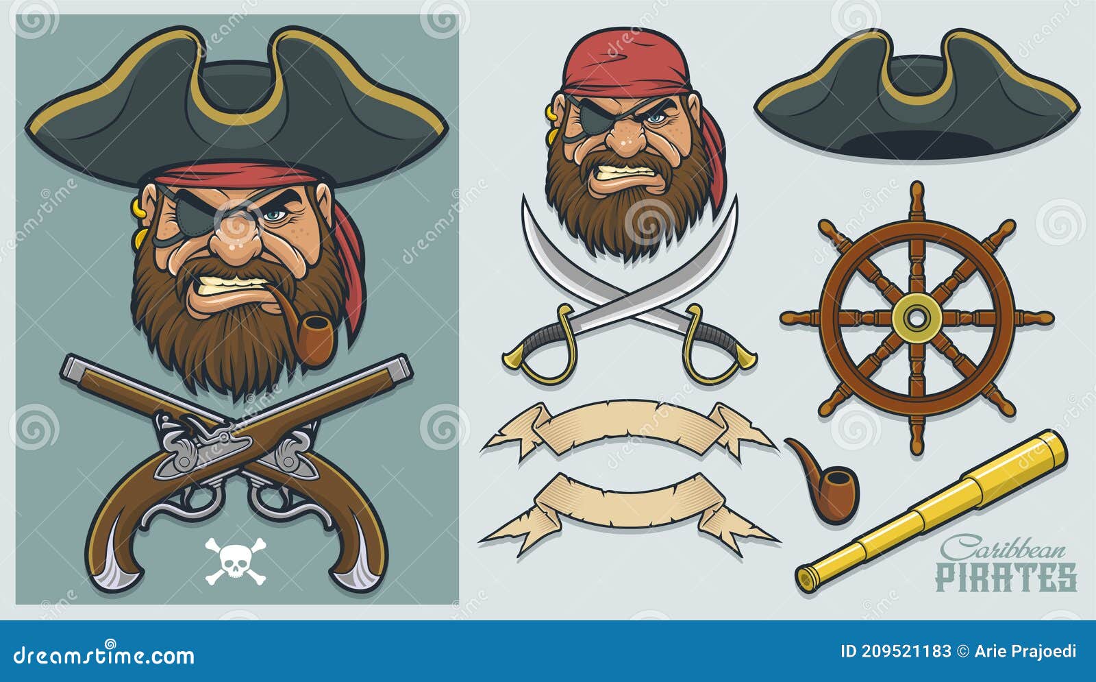 Pirate Elements for Creating Mascot and Logo Stock Vector ...