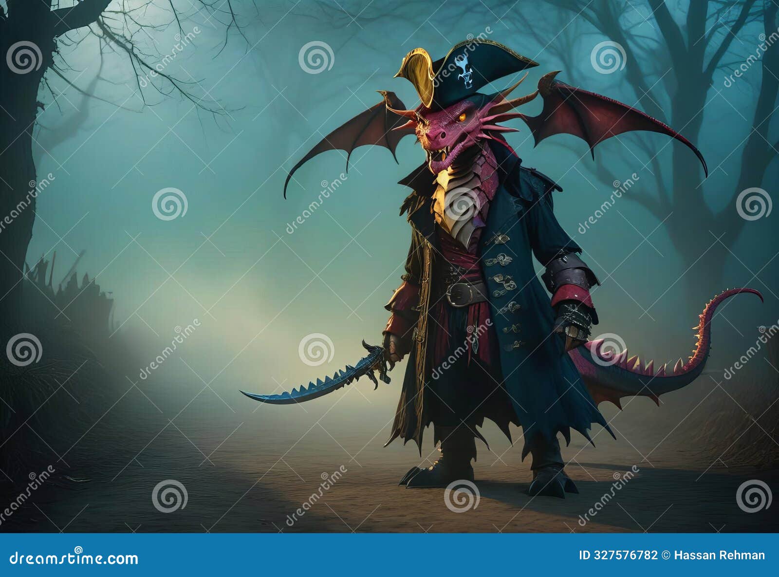A Pirate Dragon stock illustration. Illustration of journey - 327576782