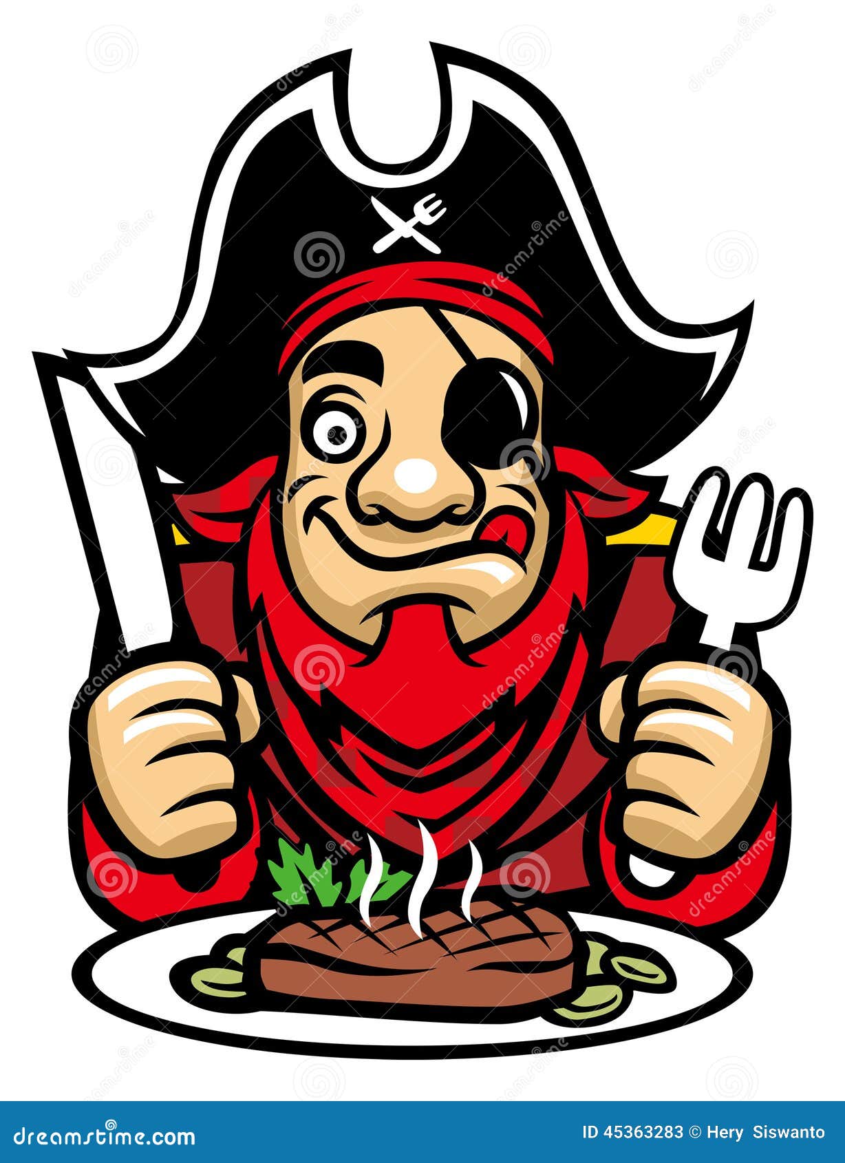 Pirate Eat Steak Stock Vector - Image: 45363283
