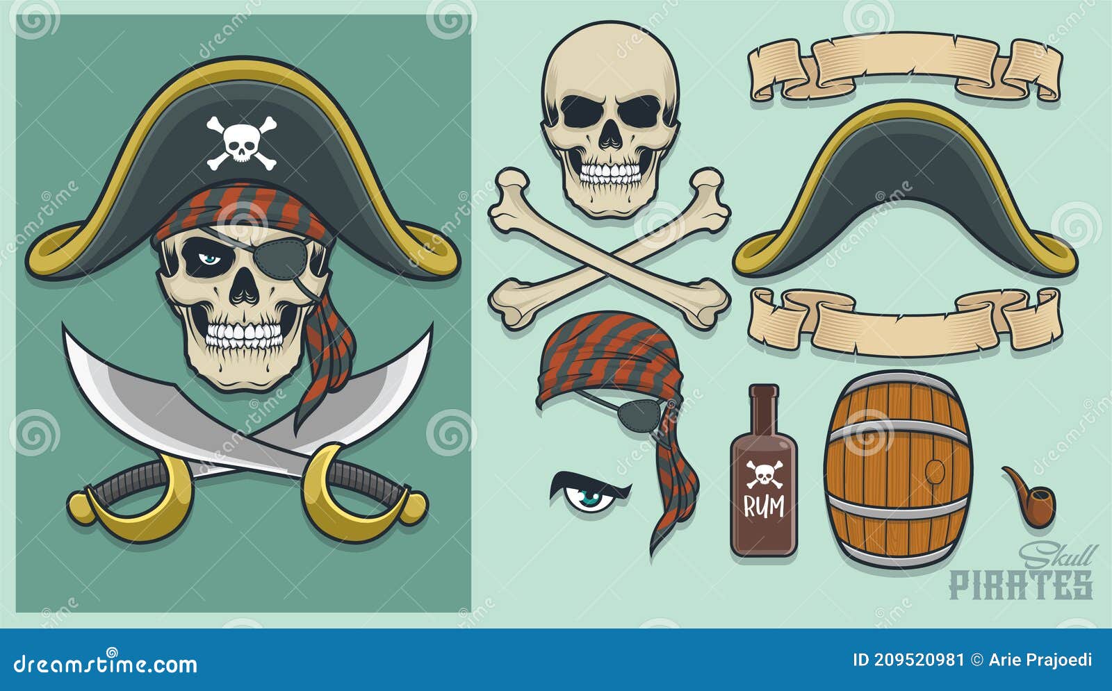 Pirate Elements Vector Kit - Posable Dressable Characters With Detailed ...