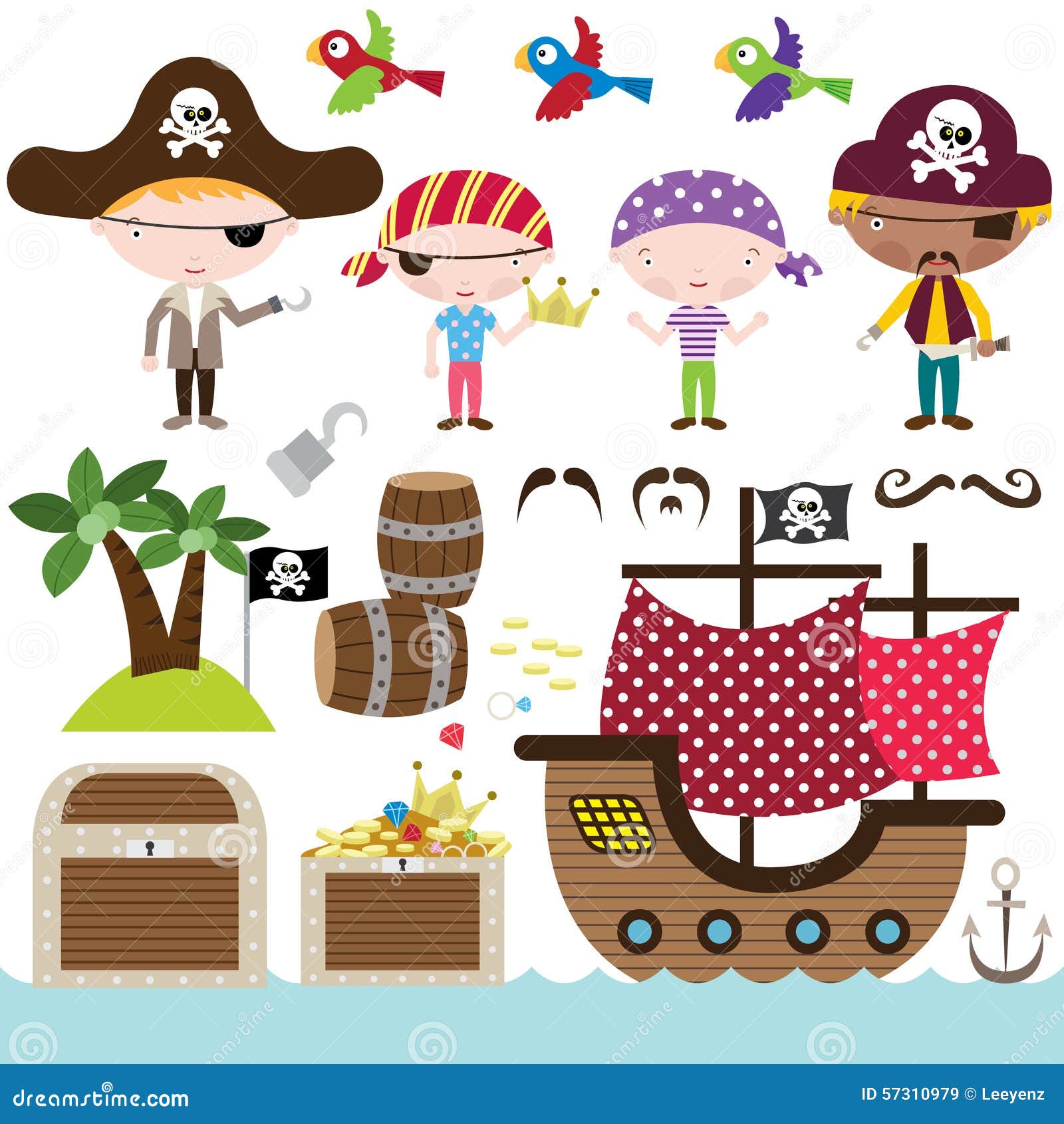 Pirate Elements stock vector. Illustration of hook, anchor - 57310979