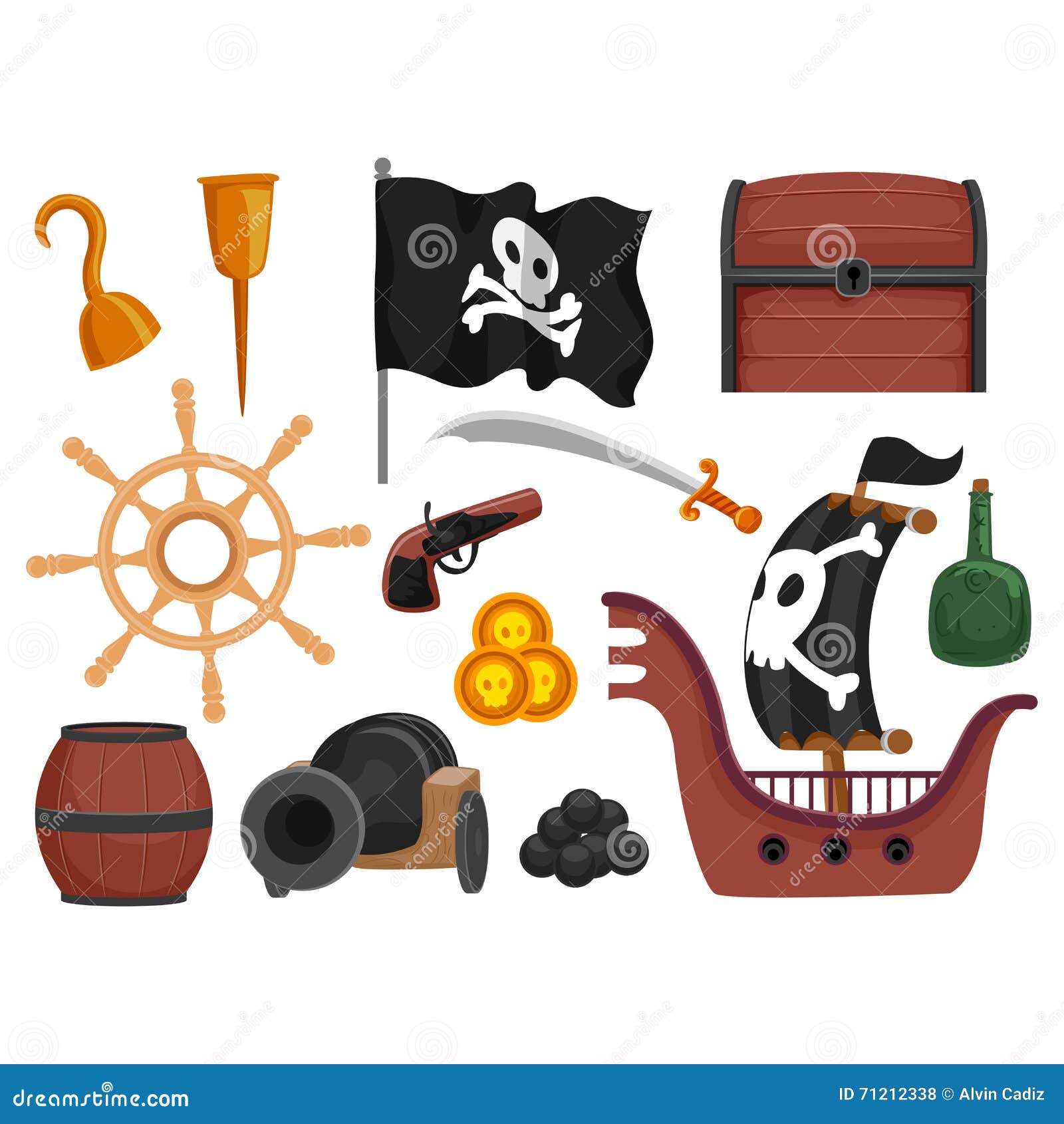 Pirate Elements stock vector. Illustration of clip, isolated - 71212338