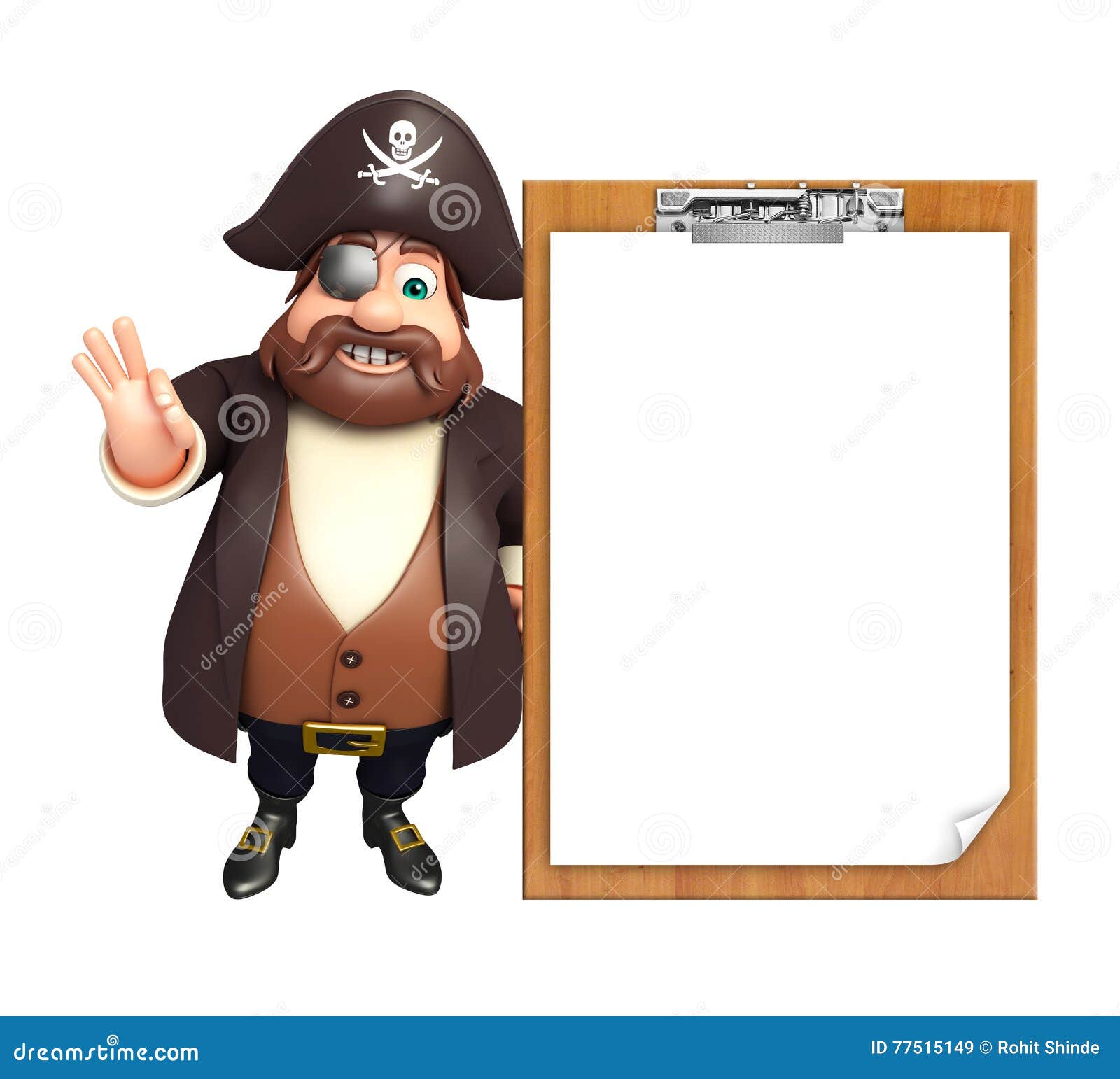 Pirate with Exam pad stock illustration. Illustration of beach - 77515149