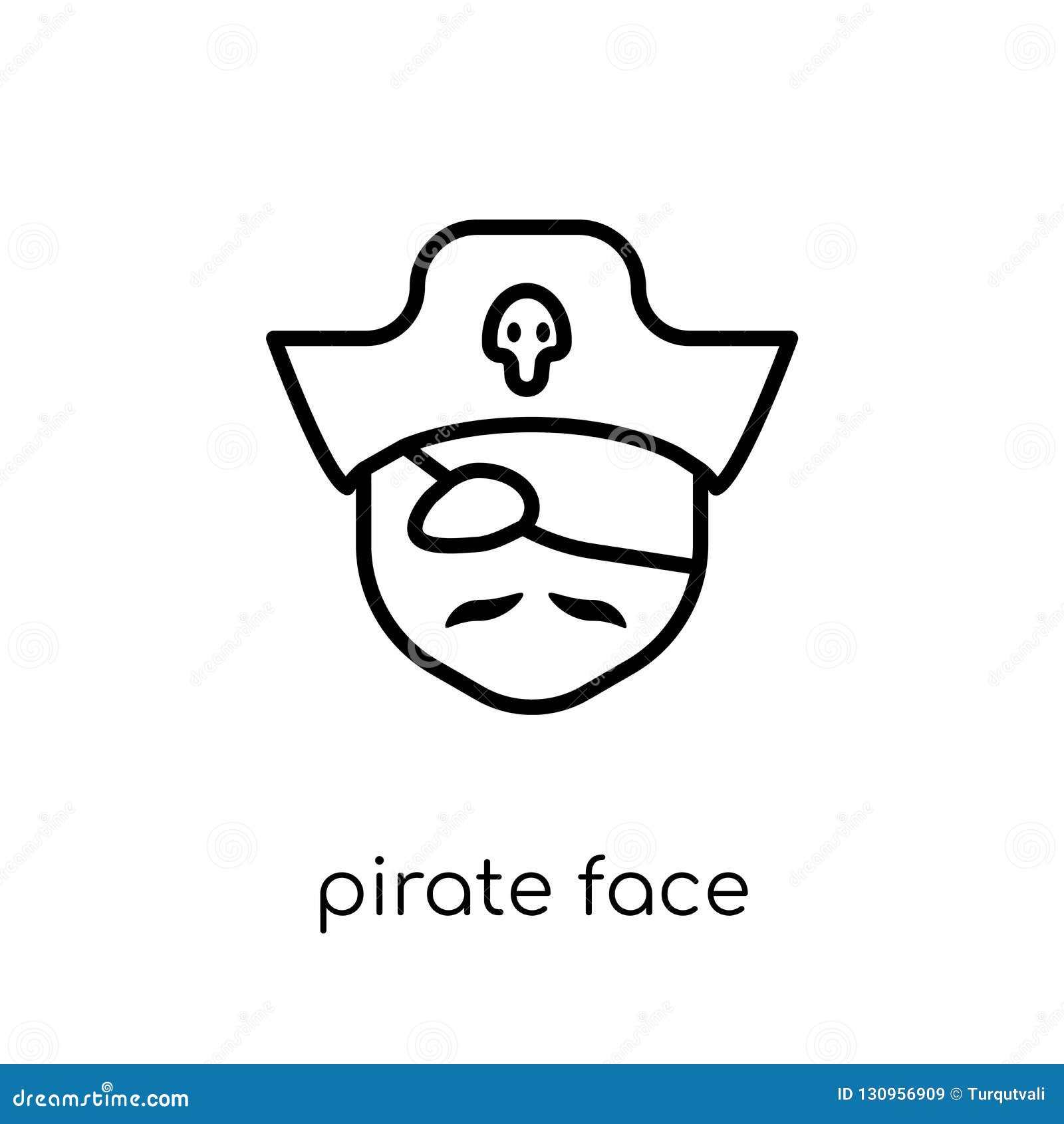 Pirate Face Icon. Trendy Modern Flat Linear Vector Pirate Face I Stock ...