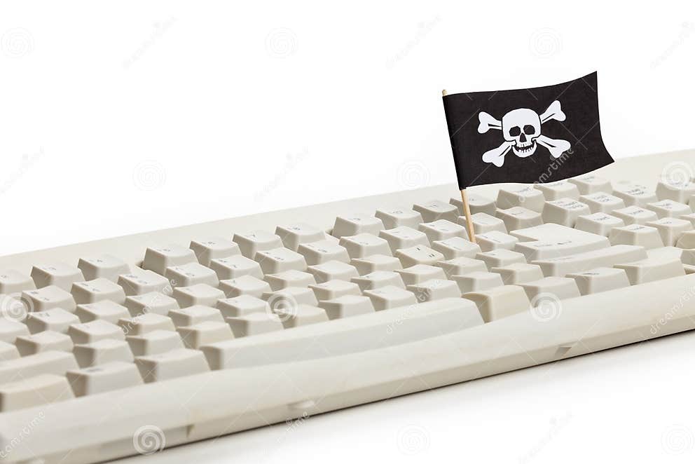 Pirate Flag and Computer Keyboard Stock Image - Image of computer ...