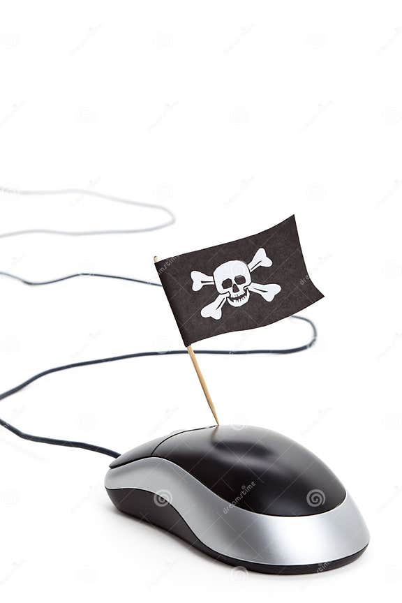 Pirate Flag and Computer Mouse Stock Photo - Image of security, thief ...