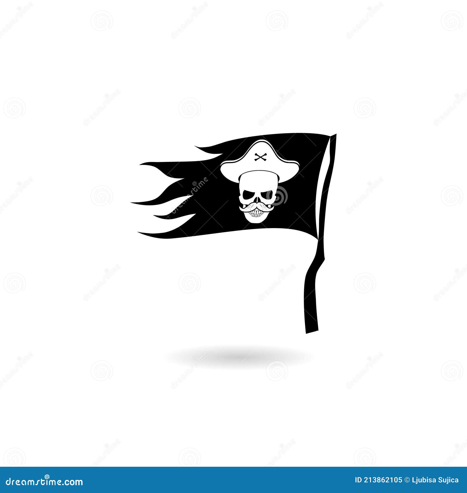 Pirate Flag Icon with Shadow Stock Vector - Illustration of cross, icon ...