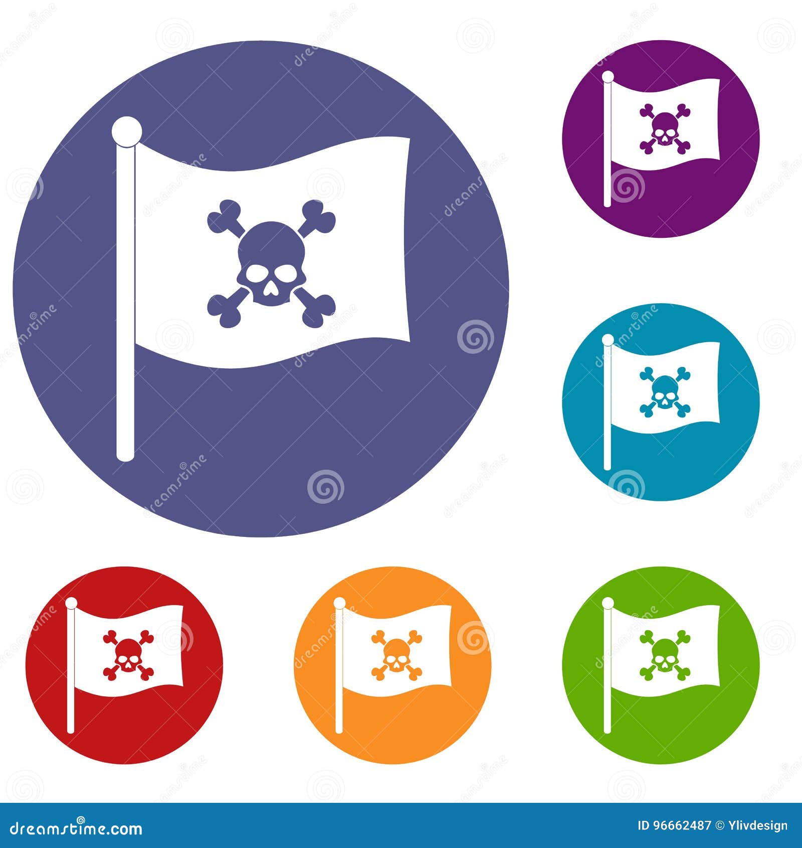 Pirate flag icons set stock vector. Illustration of logo - 96662487