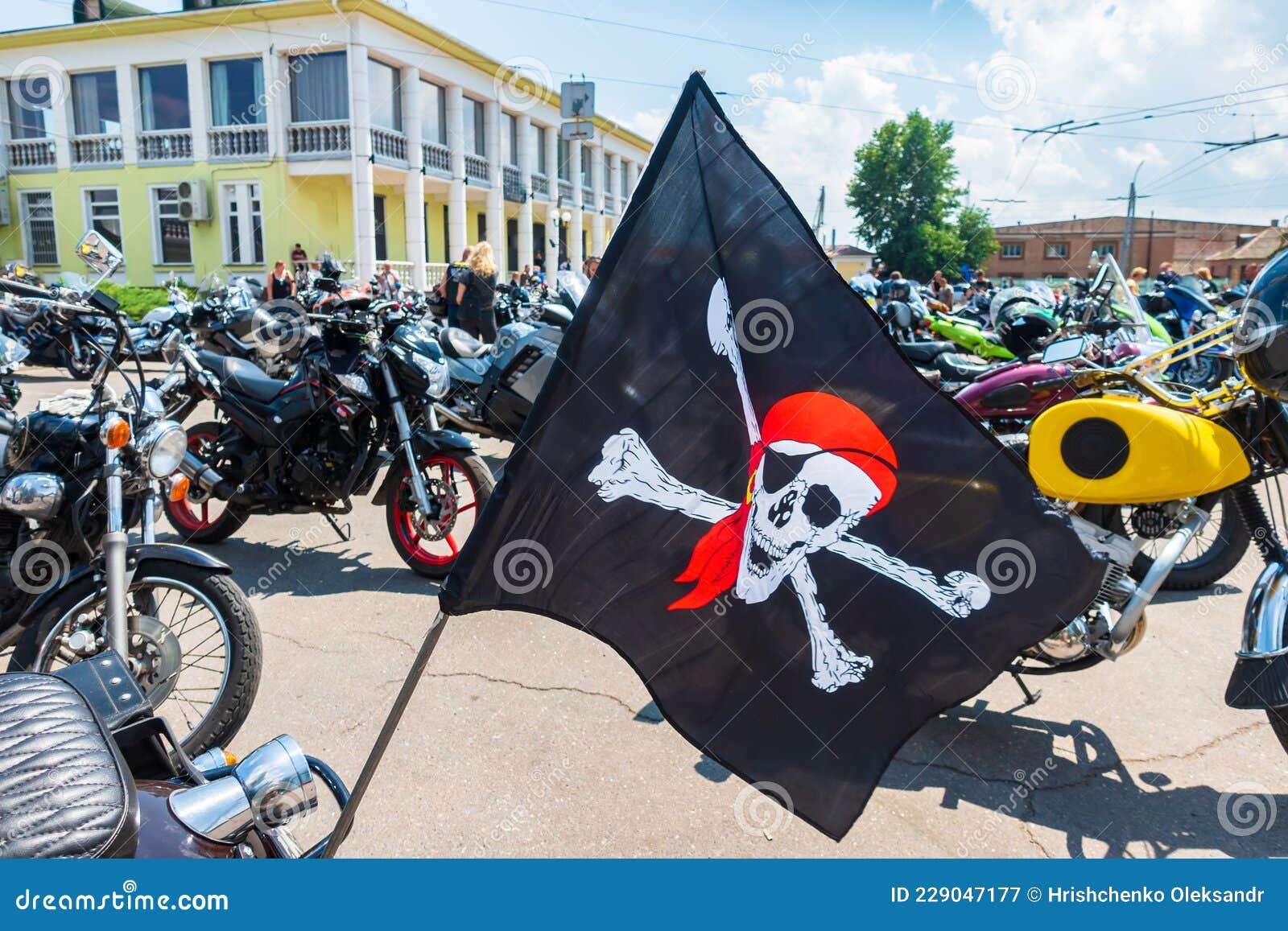 Pirate Flag on a Motorcycle. Biker Convention Editorial Photography ...